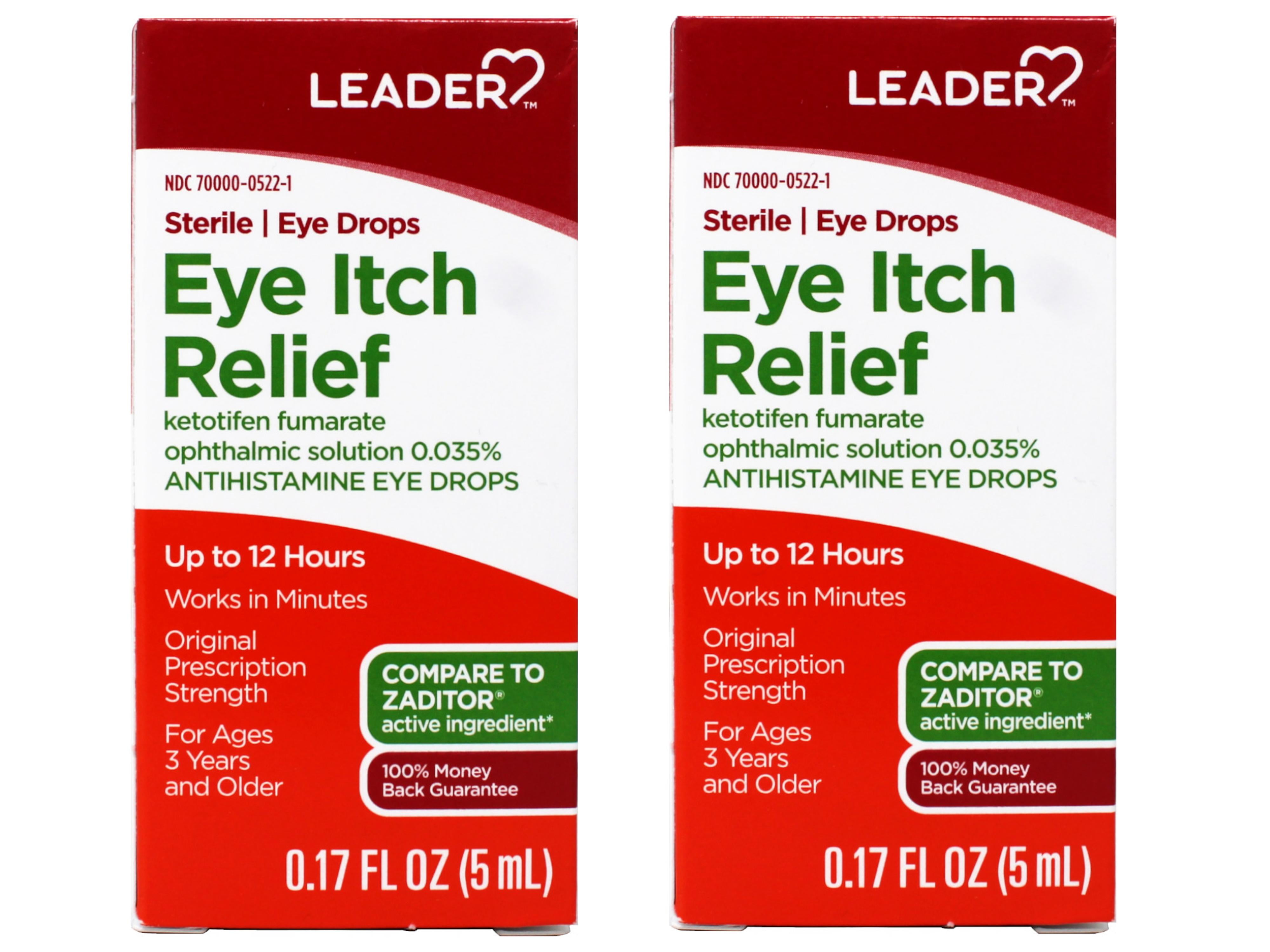 2 Pack - Leader Eye Itch Relief Drops, Ketotifen Fumarate 0.035% ...