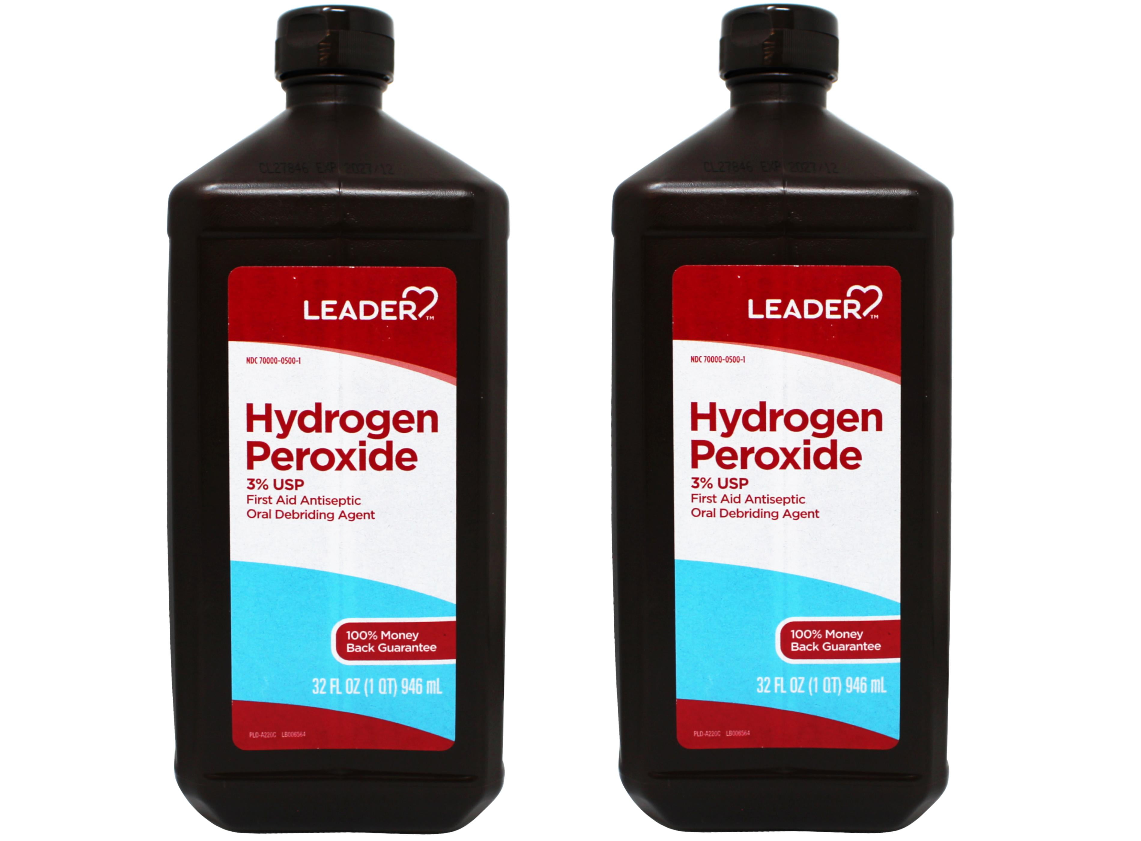 2 Pack - Leader Hydrogen Peroxide 3% USP Solution, First Aid Antiseptic ...