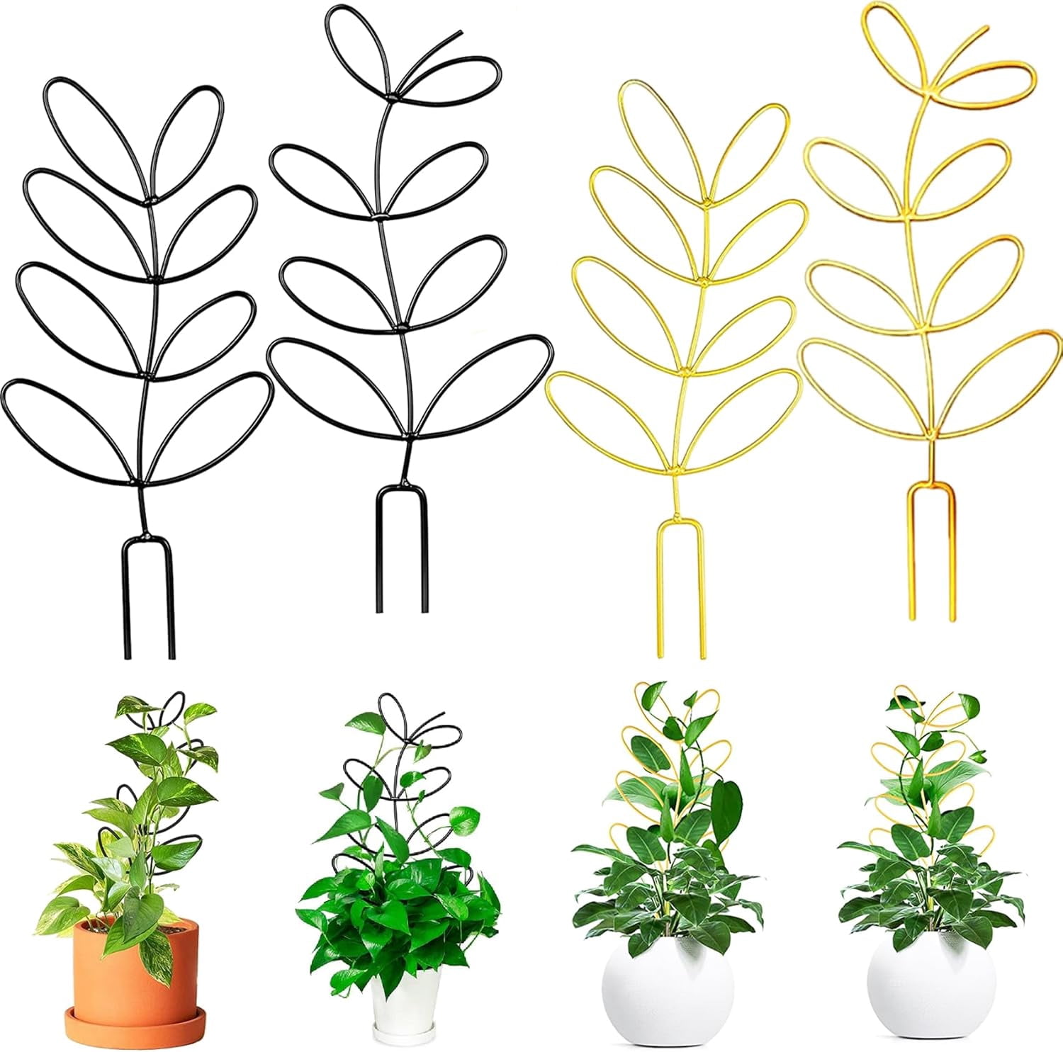 2 Pack Leaf-Shaped Iron Trellis for Climbing Plants – Decorative Garden ...