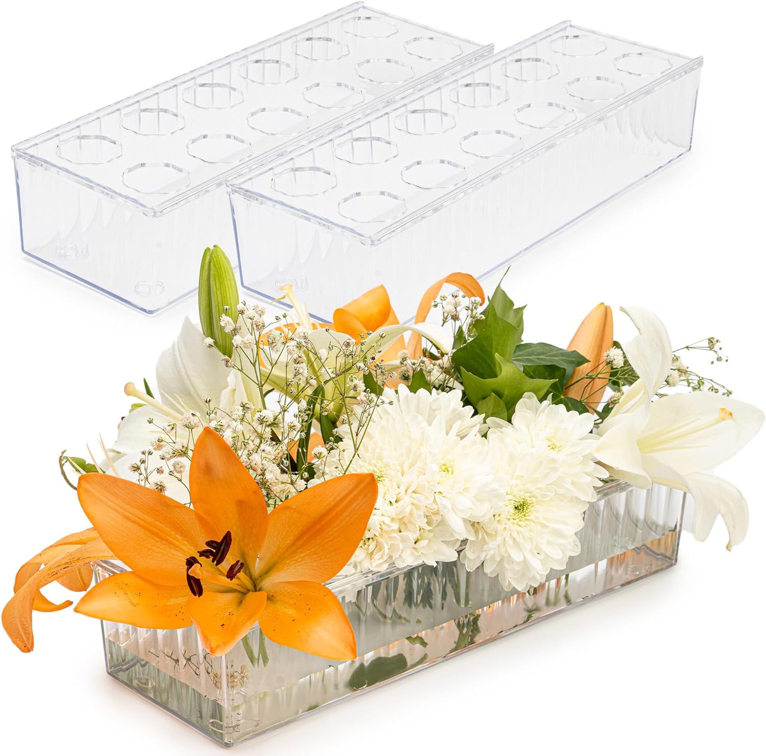 2 Pack Leak-Proof Wave Design Acrylic Long Vases for Centerpieces - 24 ...