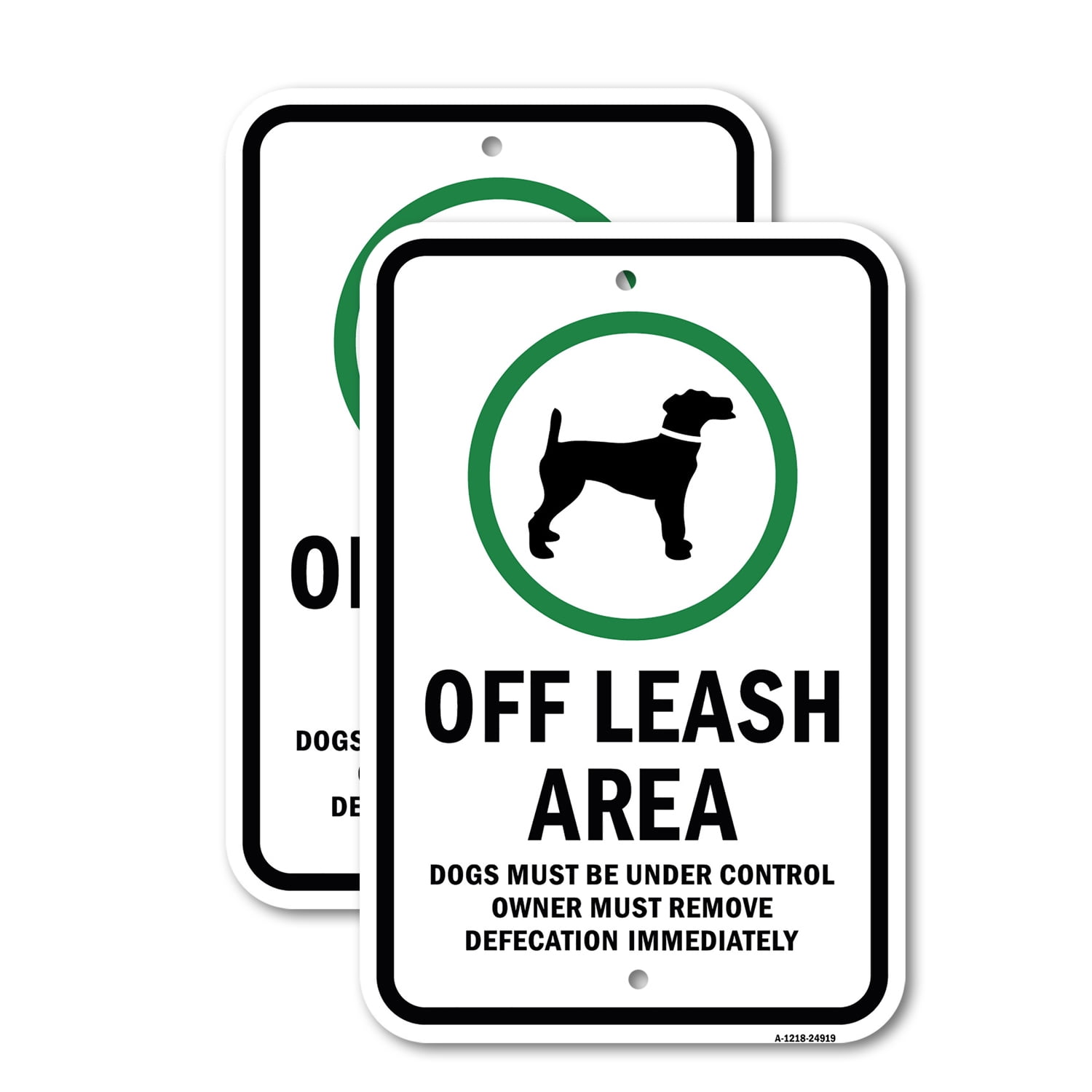 (2 Pack) Off Leash Area Dogs Must Be Under Control Owner M | 18" X 24 ...