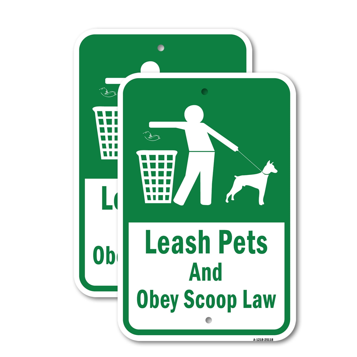 (2 Pack) Leash Pets And Obey Scoop Law | 12" X 18" Heavy-Gauge Aluminum ...