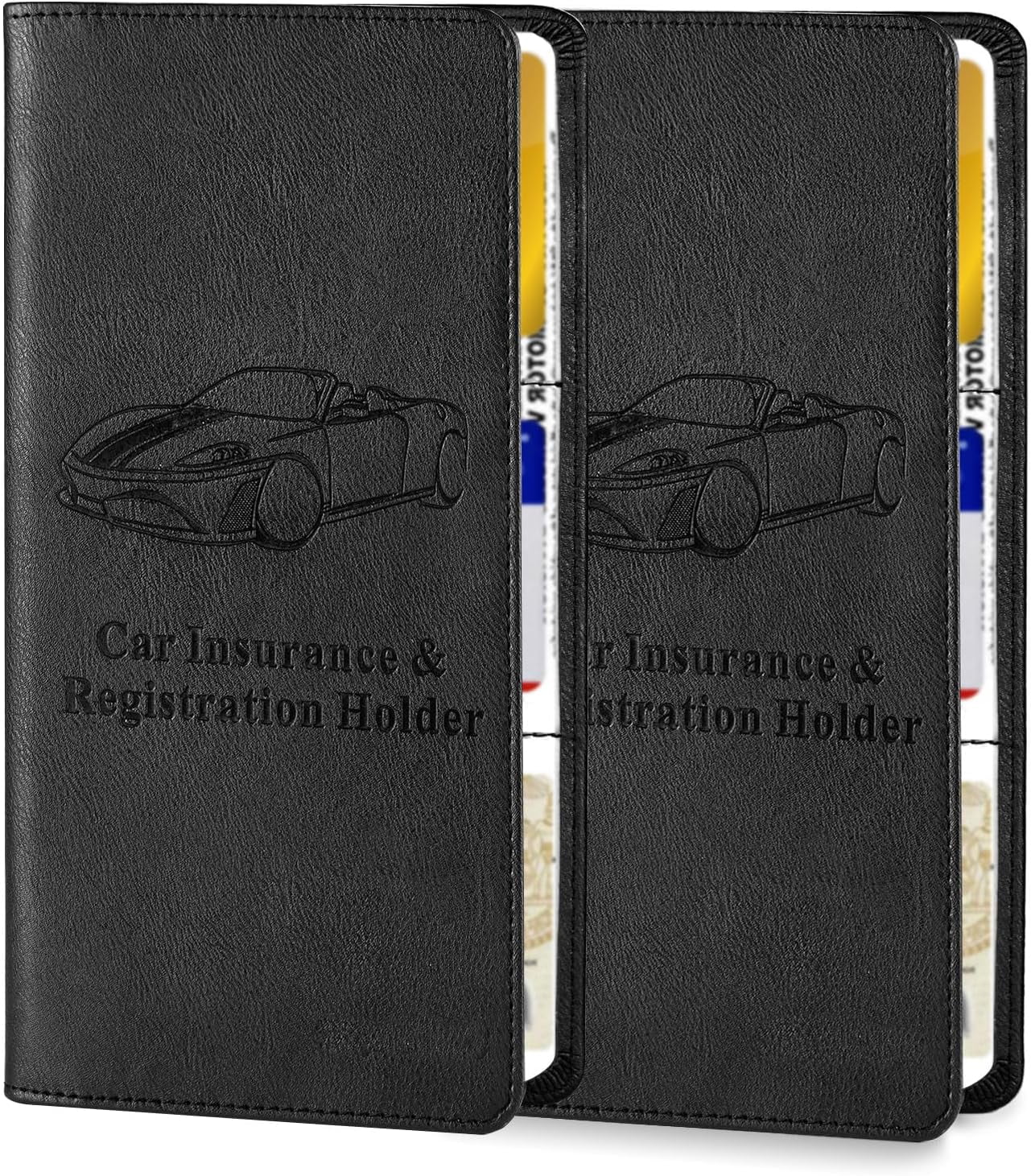 2-Pack Leather Car Registration and Insurance Card Holder, Car Document ...