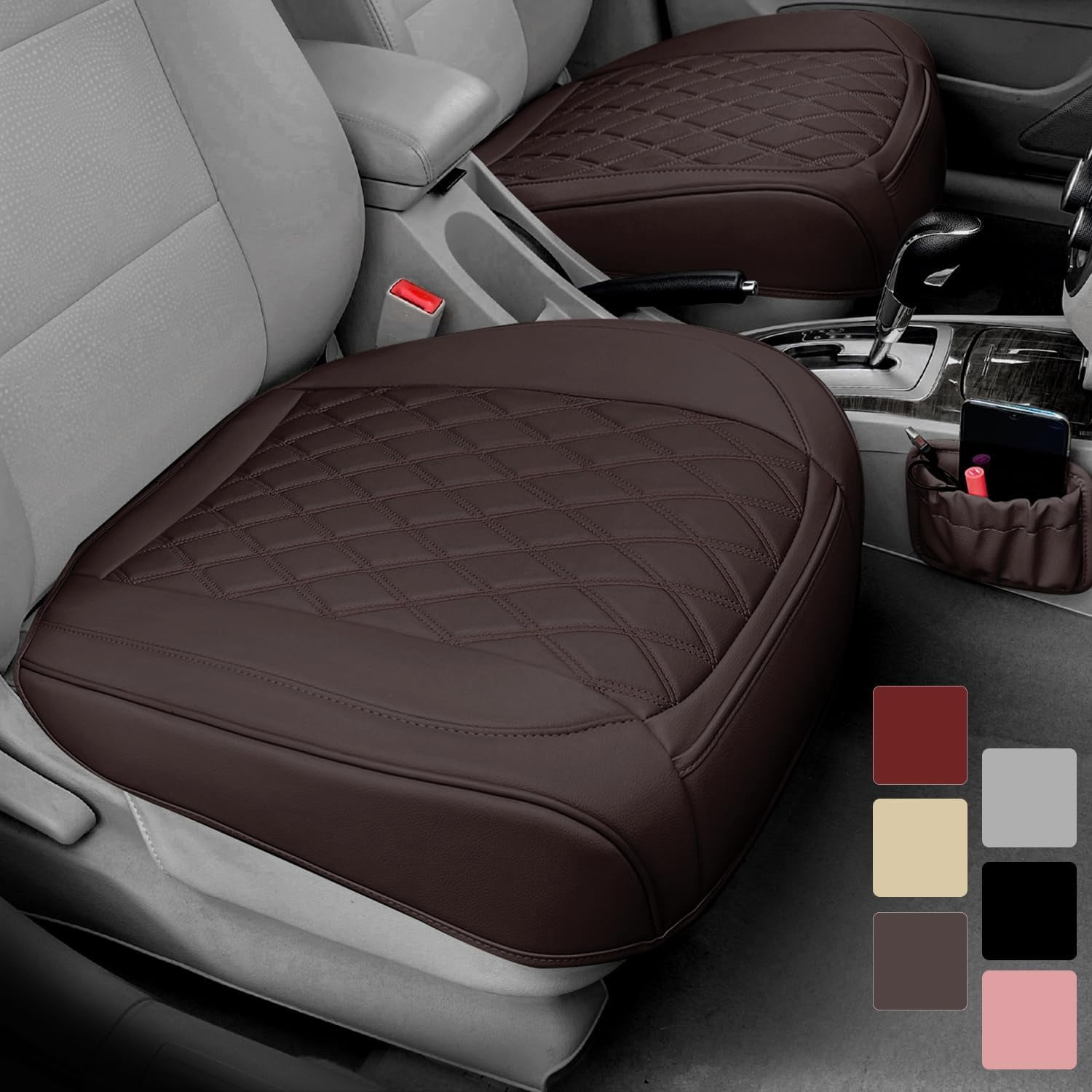 2 Pack Leather Front Car Seat Cover Bottom Car Seat, Anti-Slip and Full ...