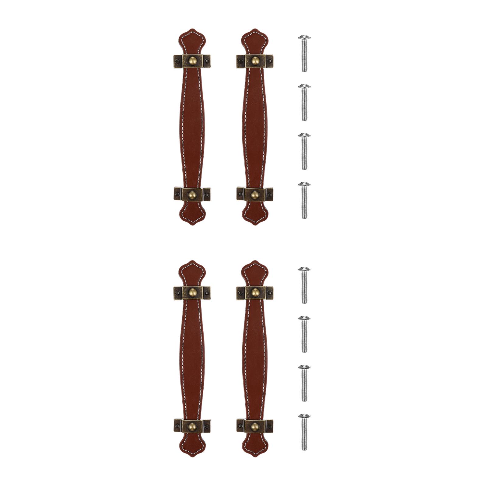 2 Pack Leather Handles for Drawers Pulls Dresser Sticker Belt Tip Brown ...