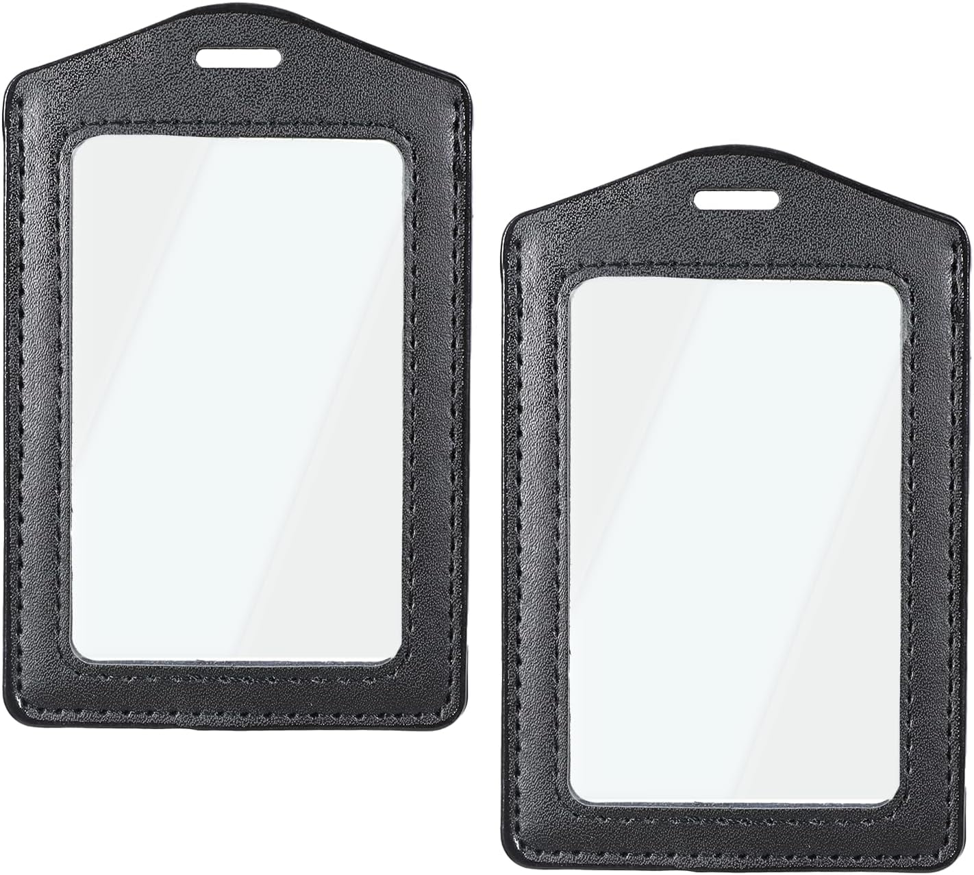 2 Pack Leather ID Holder, Vertical ID Card Holders with Double-Side ...