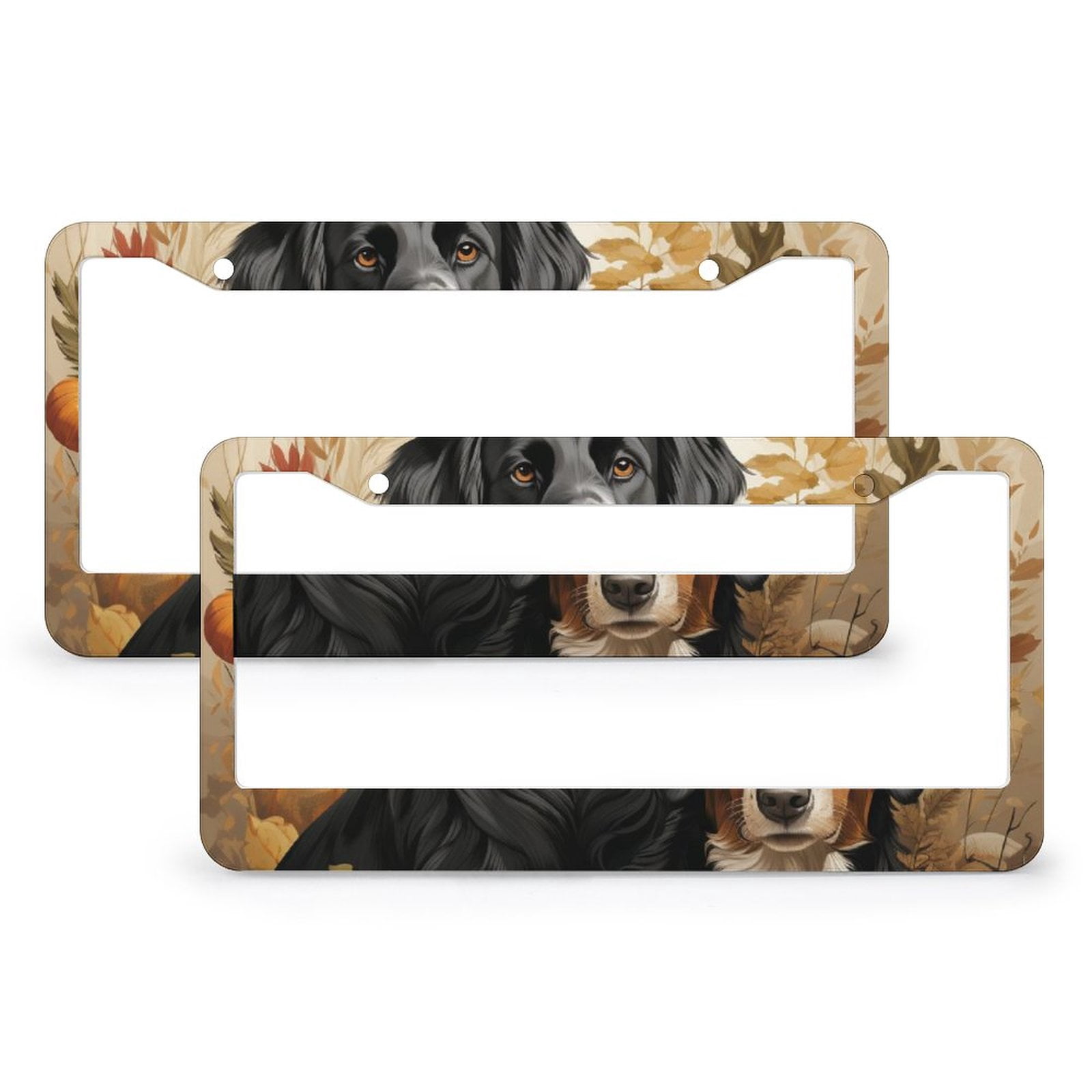 2 Pack Leaves Pumpkin Seasonal Thanksgiving Rustic with Dogs License ...