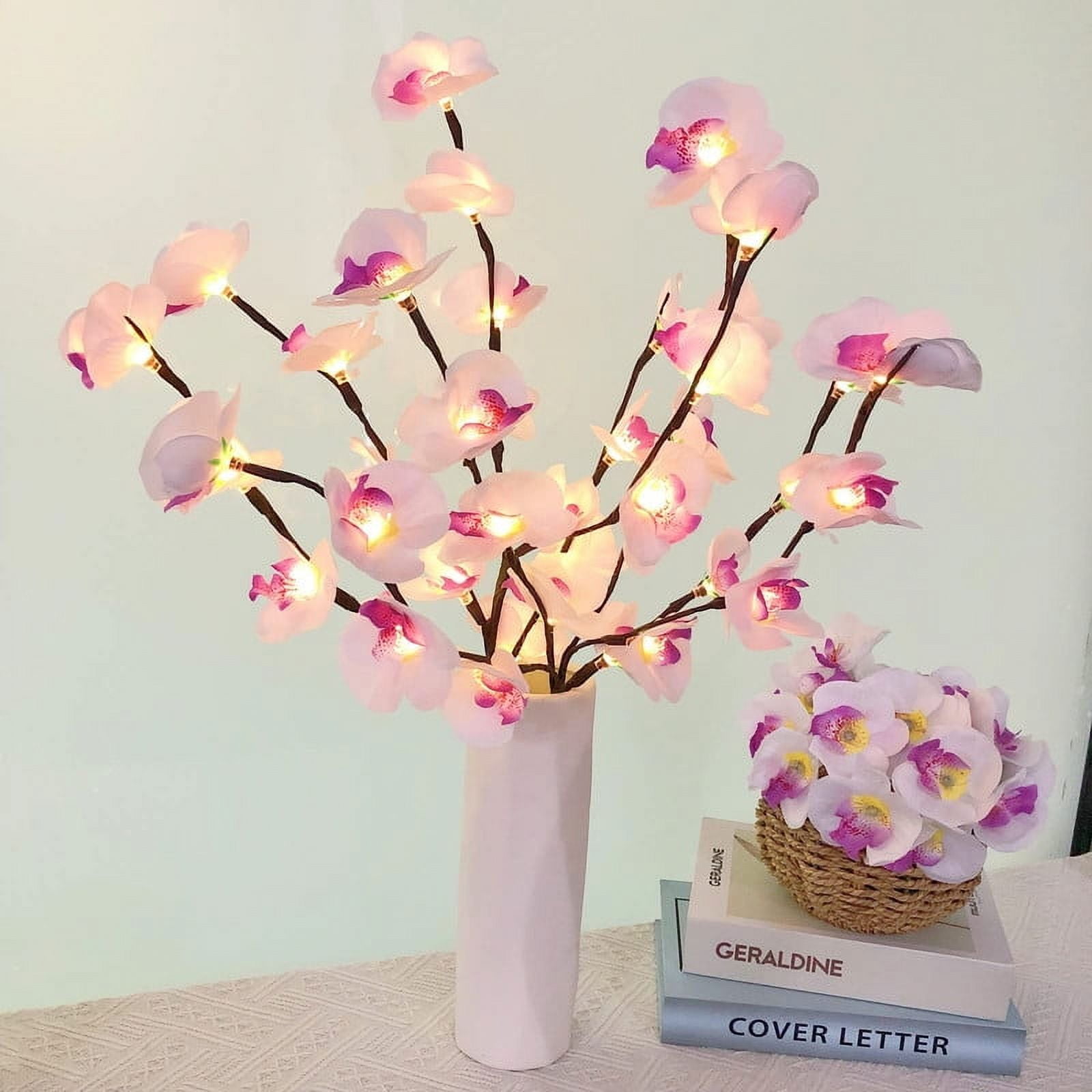2 Pack Led Orchid Branch Light Phalaenopsis Twig Lamp Artificial ...