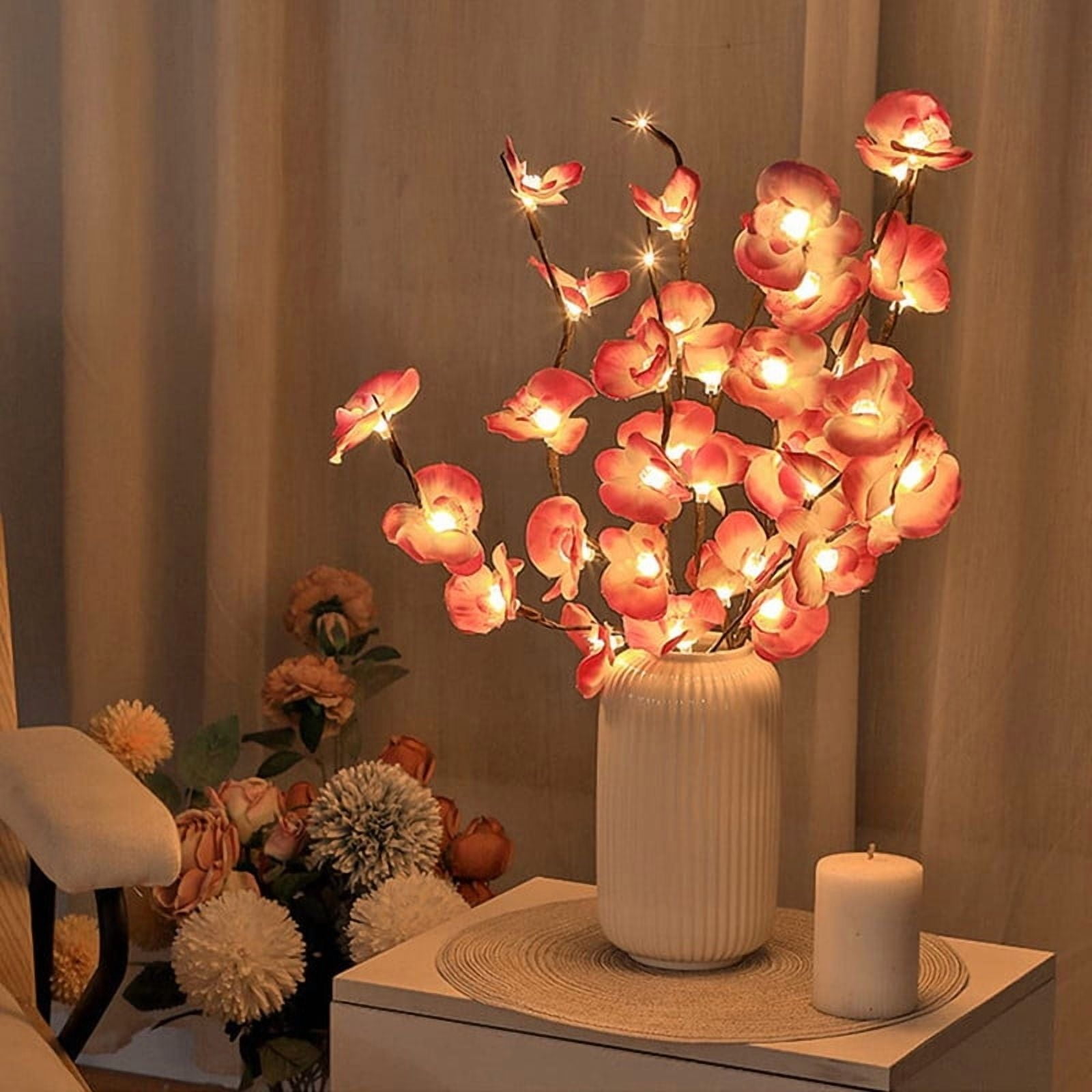 2 Pack Led Orchid Branch Light Phalaenopsis Twig Lamp Artificial ...