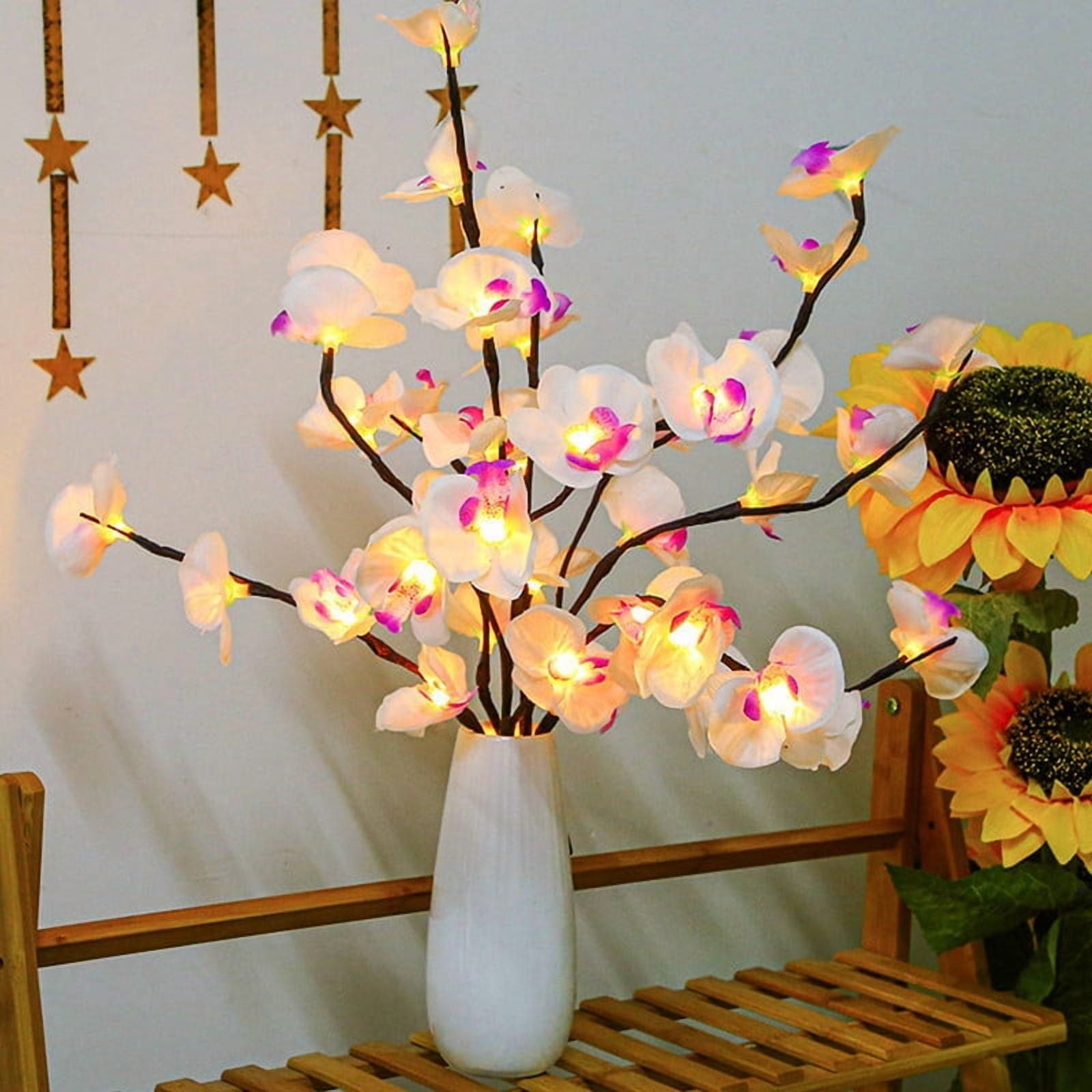 2 Pack Led Orchid Branch Light Phalaenopsis Twig Lamp Artificial ...