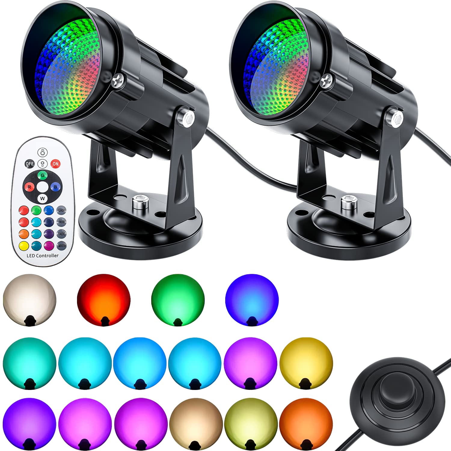 2 Pack Led Spot Lights Indoor Christmas 12W RGBW Uplighting Indoor 120V ...