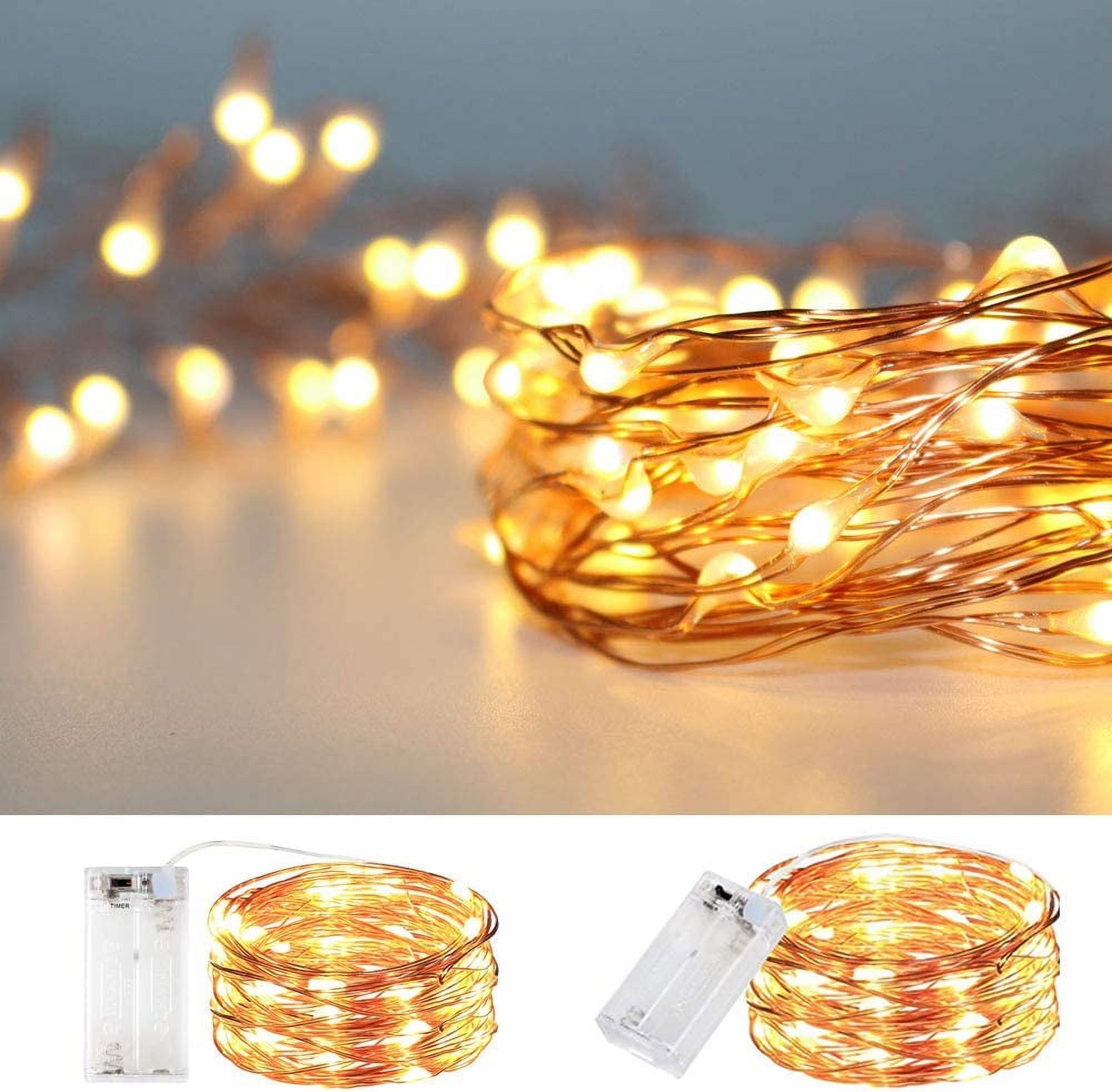 2 Pack Led String Lights, Mini Battery Powered Copper Wire Starry Fairy ...