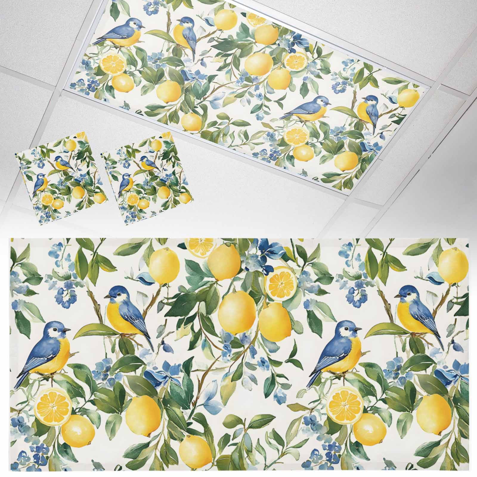 2 Pack Lemon Bird Fluorescent Light Covers for Ceiling Lights Fruit ...