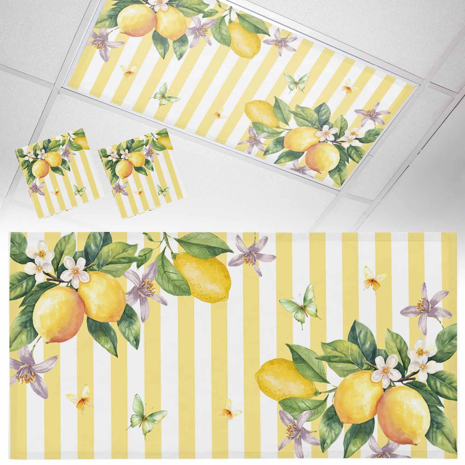 2 Pack Lemon Flower Butterfly Fluorescent Light Covers for Ceiling ...
