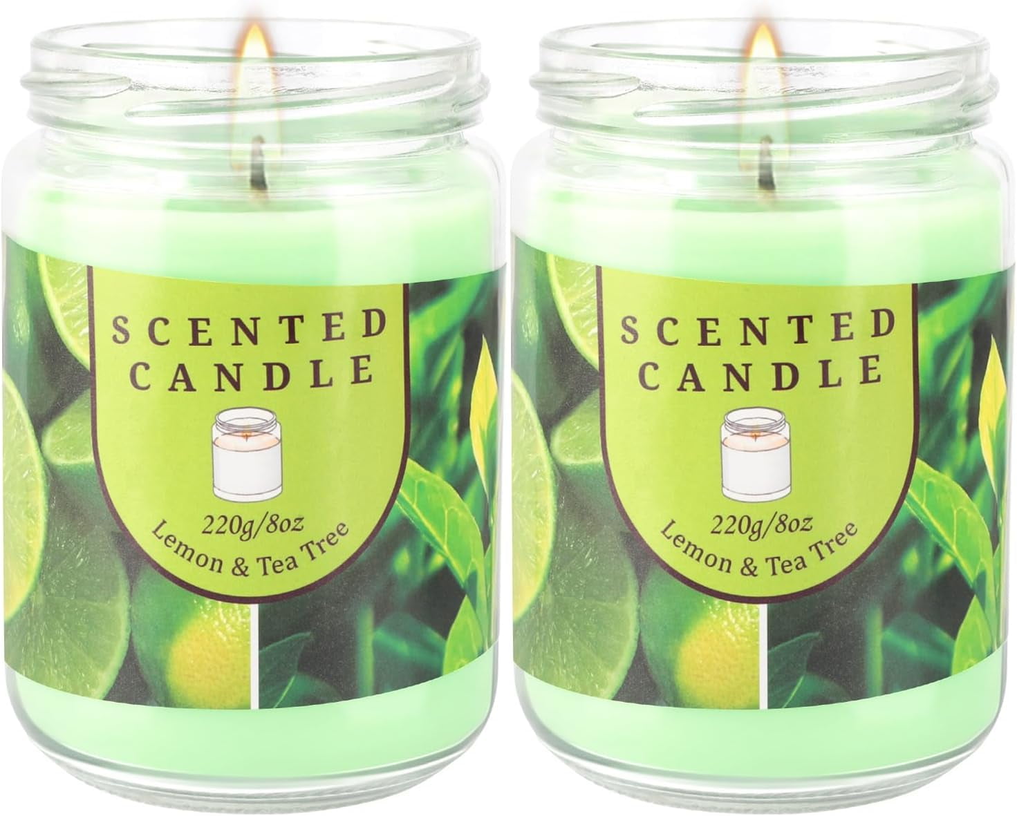 2 Pack Lemon & Tea Tree Odor Elimination Scented Candles Gift Set for ...
