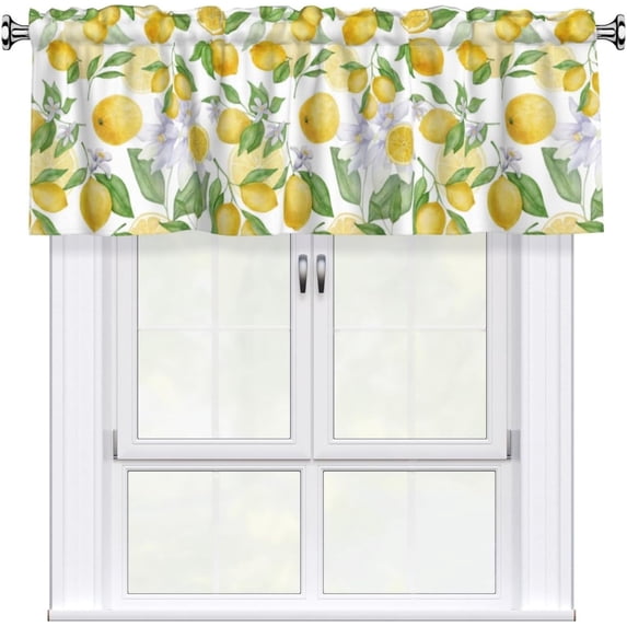 2 Pack Lemon Valances for Windows, Rod Pocket Valance for Windows ...
