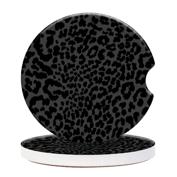 2 Pack Leopard Ceramic Car Coasters 2.56 Inch,Absorbent Car Cup Holder ...