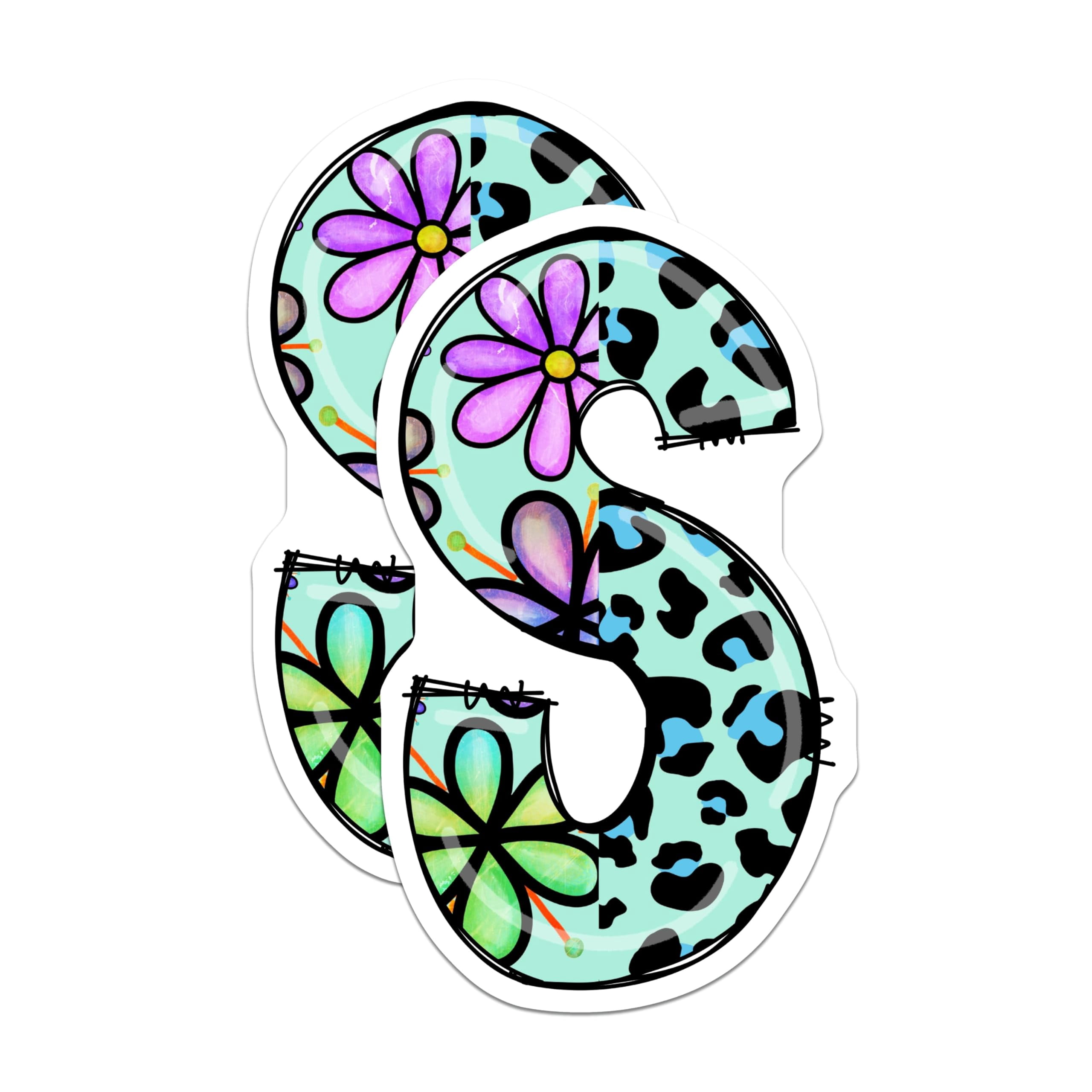 (2 Pack) Letter S Initial Magnets - Leopard Print - Floral Magnets - 5 ...