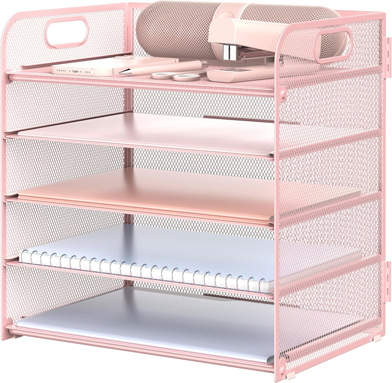 2 Pack Letter Tray 5-Tier Desk Organizer File Paper Holder with Handle ...