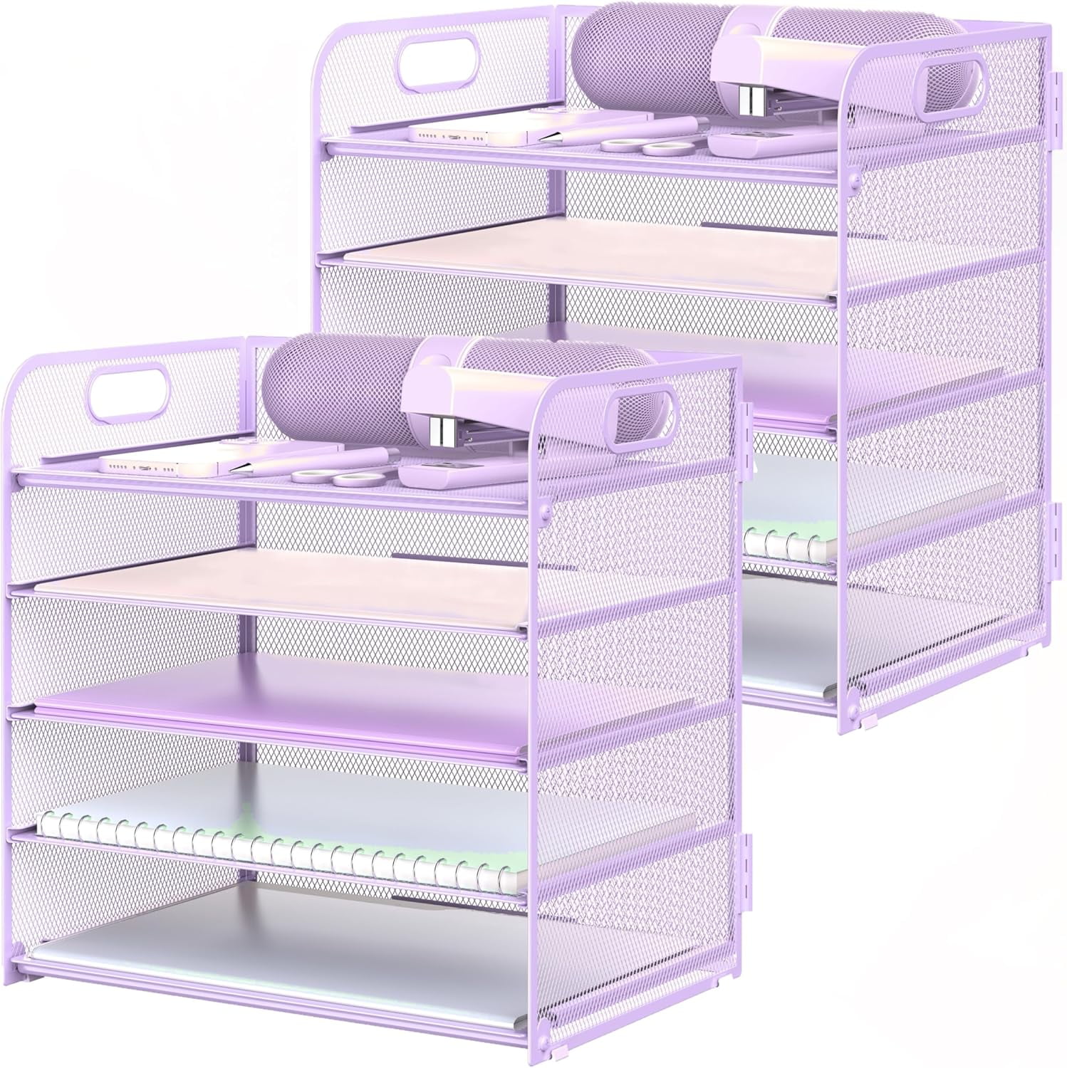 2 Pack Letter Tray Paper Organizer 5-Tier Desk Organizer File Organizer ...
