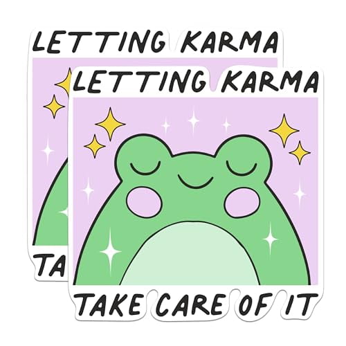 (2 Pack) Letting Karma Take Care of It Stickers - Funny Cute Frog ...
