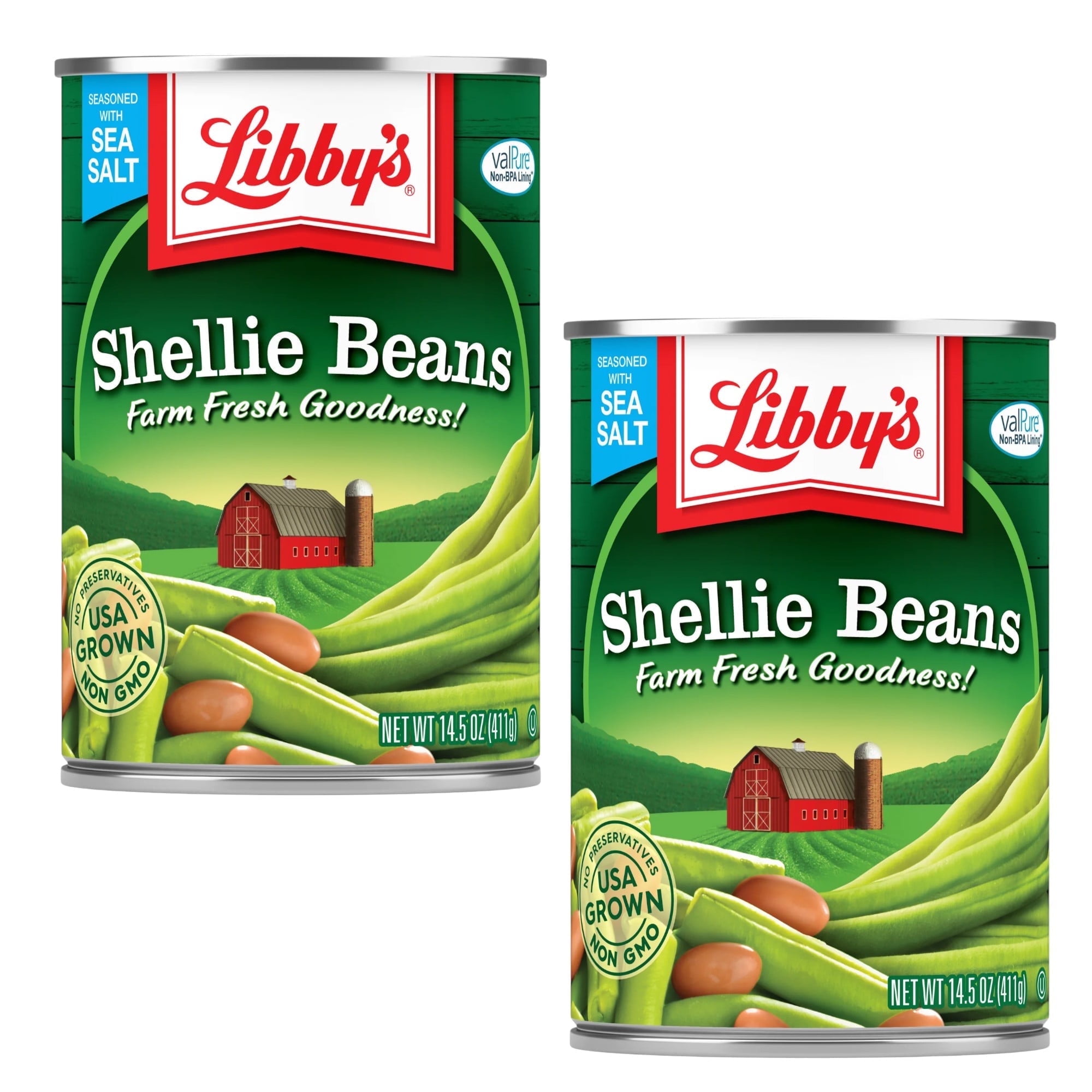 Libby's Canned Shellie Green Beans, 2 Pack, 14.5 oz Each, Shelf-Stable ...
