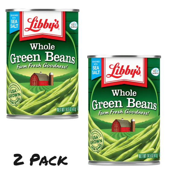 Libby's Canned Whole Green Beans, 2 Pack, 14.5 oz Cans, Kosher, Low ...