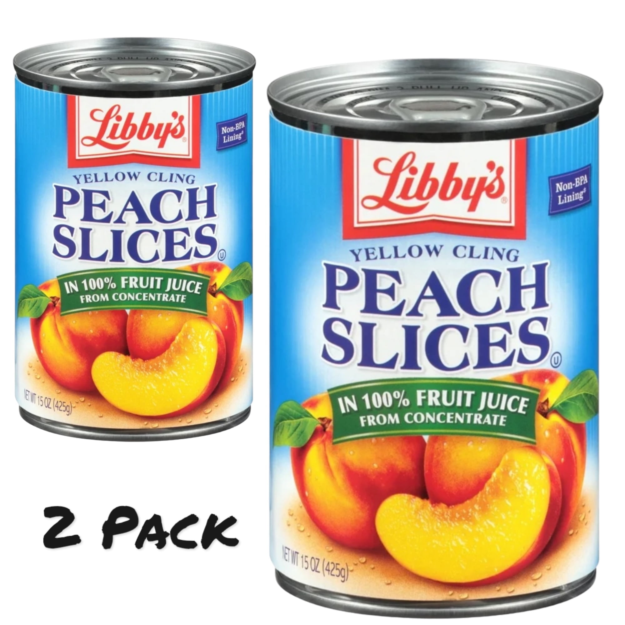 Libby's Yellow Cling Peach Slices in Pear Juice 15 oz Pack of 2 ...