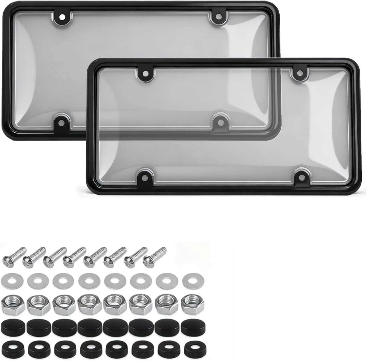 2-Pack License Plate Cover Frames Protector Combo, Clear Plate Frame ...