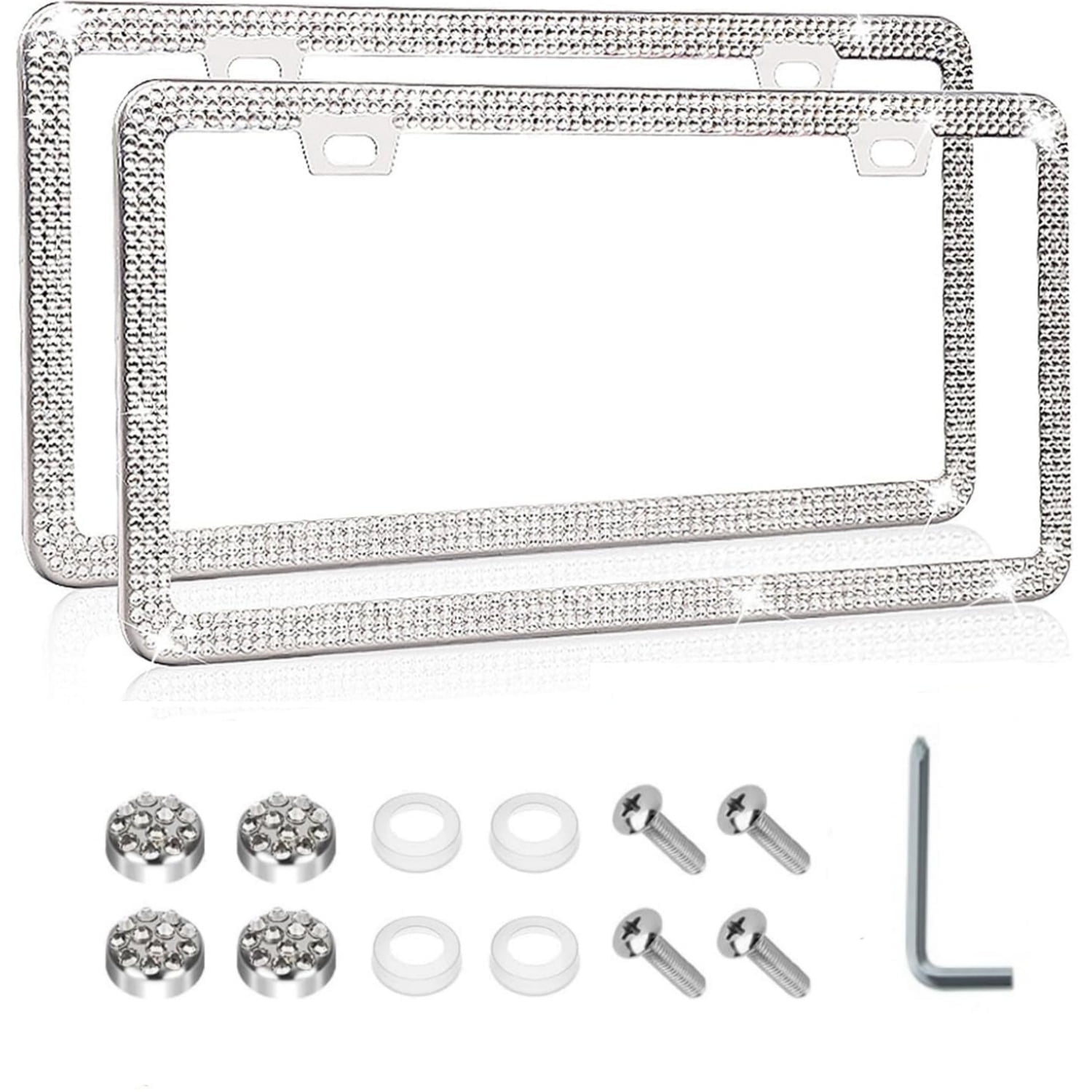 2 Pack License Plate Frame,Bling Rhinestone License Plate Holder ...