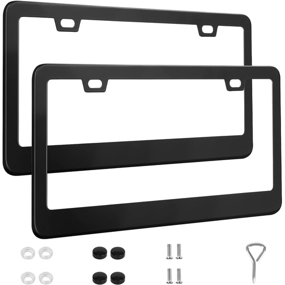 2 Pack License Plate Frames, Stainless Steel Car License Plate Cover ...