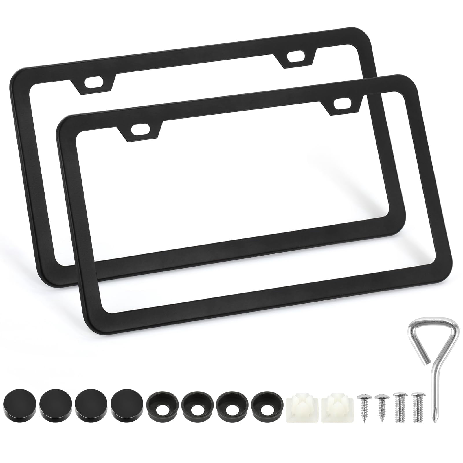 2 Pack License Plate RRF12 Frames, 2 Holes Matte Black License Plate ...