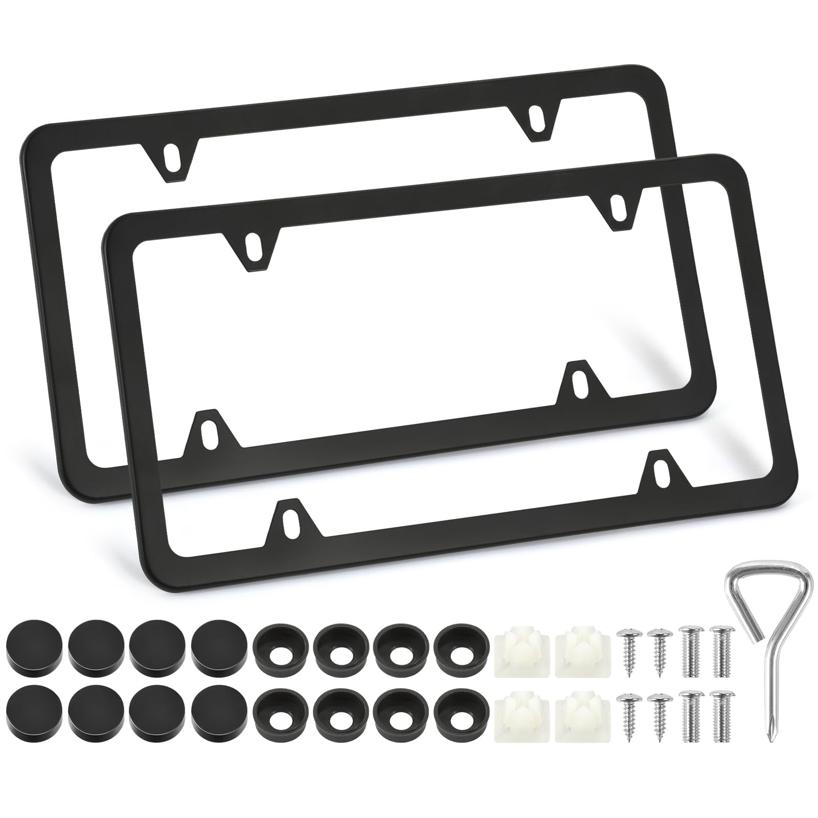 2 Pack License Plate RRF12 Frames, 4 Holes Matte Black License Plate ...