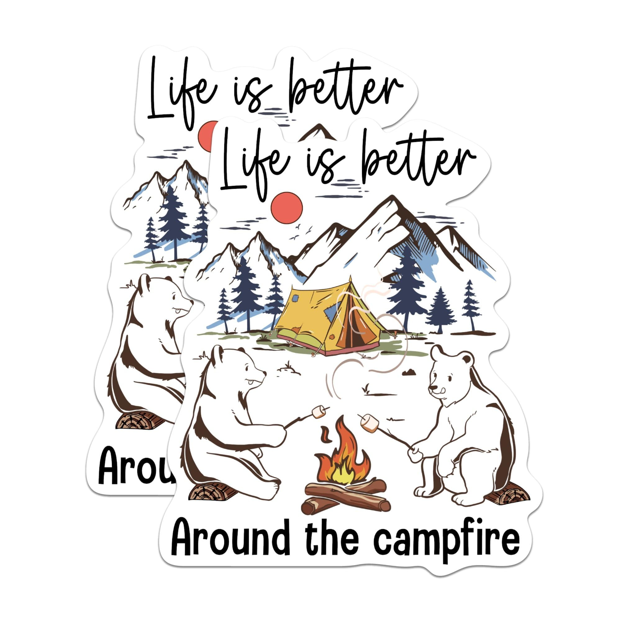 (2 Pack) Life is Better Around The Campfire Stickers - Nature Hiking ...