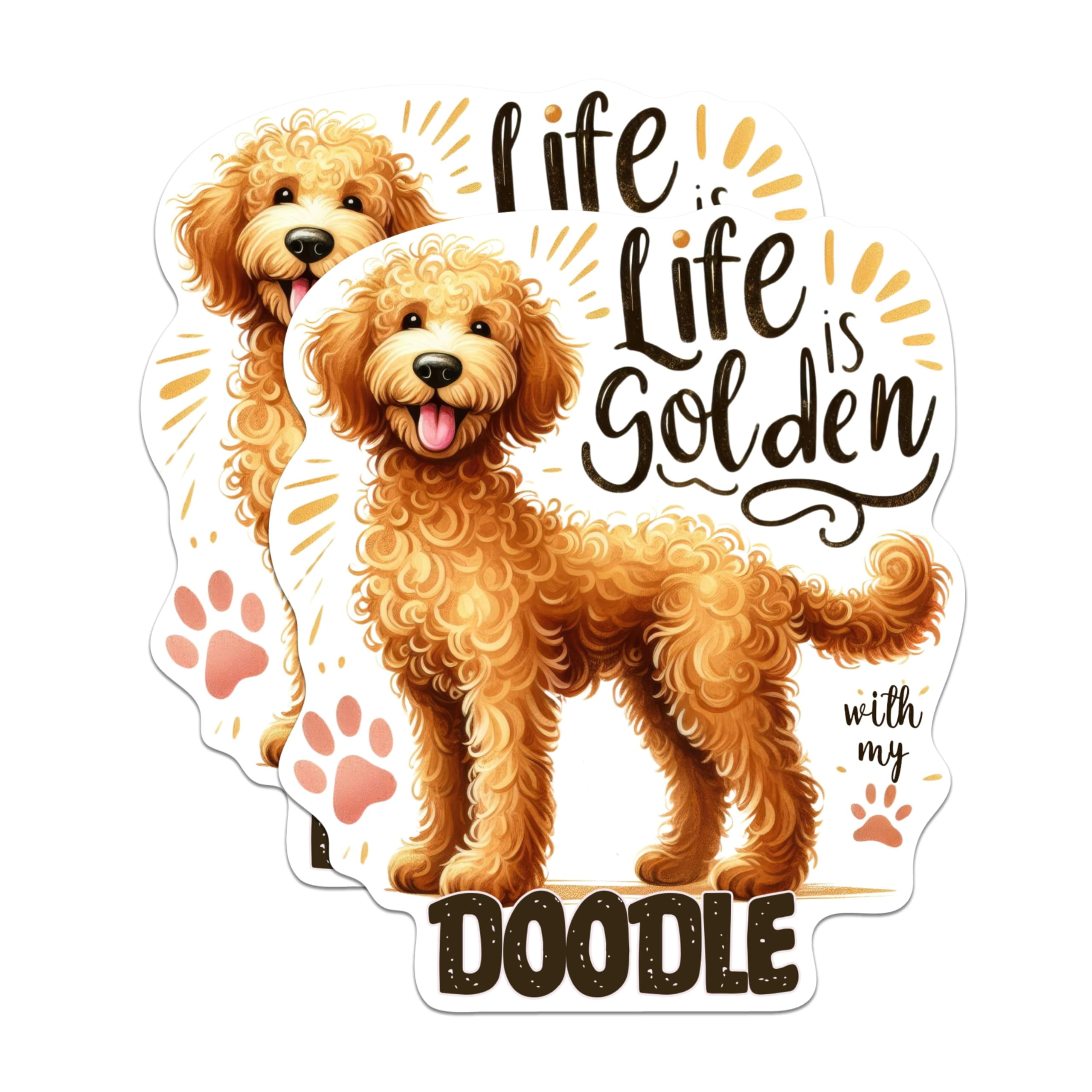 (2 Pack) Life is Golden with My Doodle Magnets - Golden Doodle Dog ...