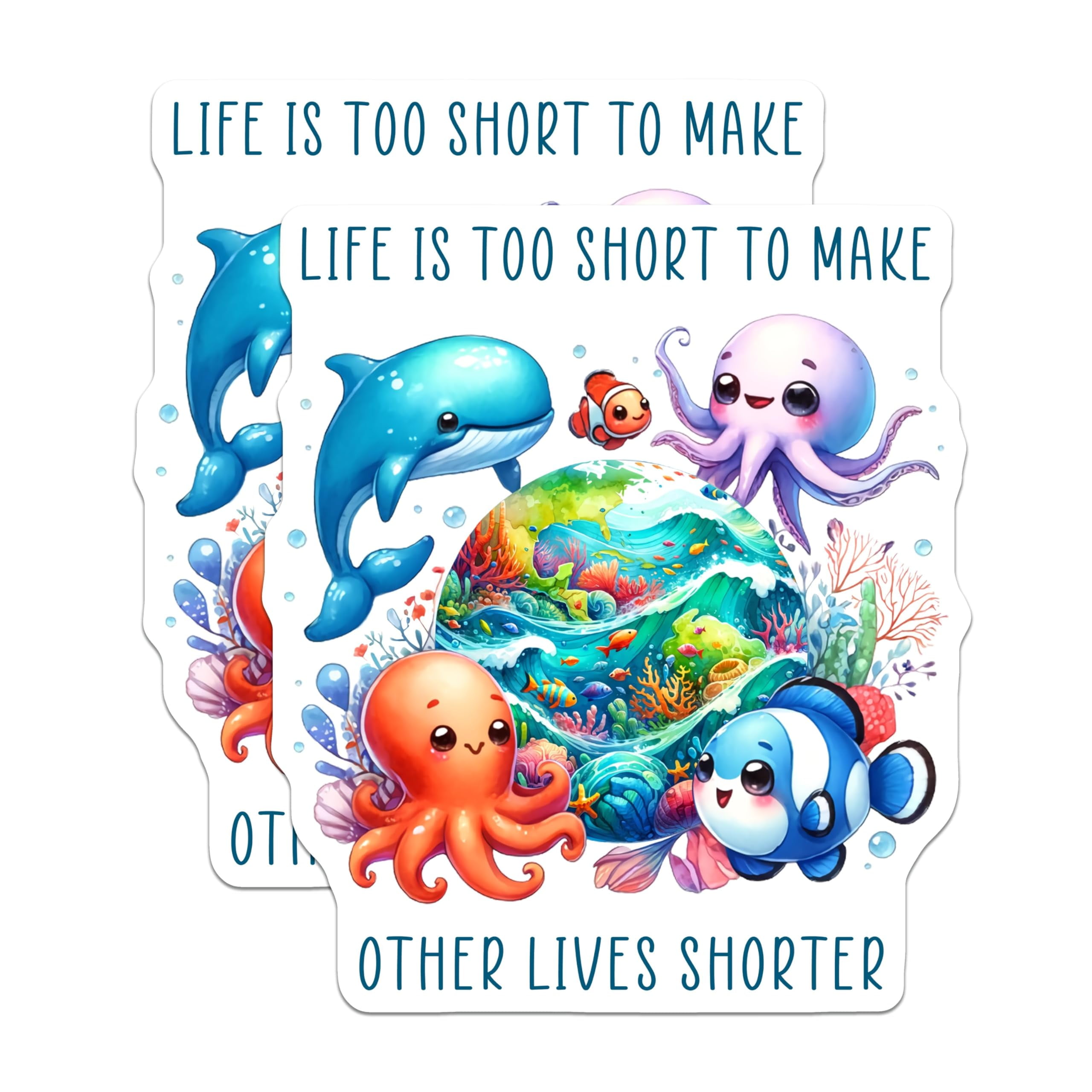(2 Pack) Life is Too Short Magnets - Inspirational Quote - Cute Sea ...