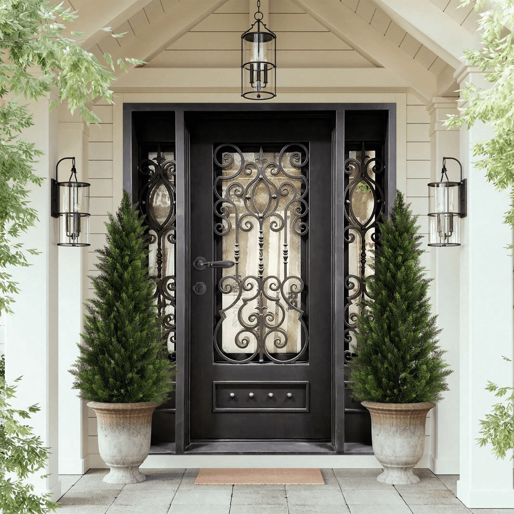 2-Pack Lifelike Cedar Topiary Trees (3/4/5 Ft) With Black Pot UV & Fade ...