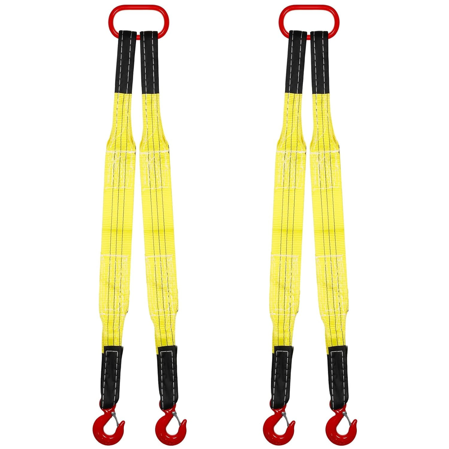2 Pack Lifting Slings Straps with Hooks Capacity Polyester Bridle Sling Heavy Duty Two Leg ...