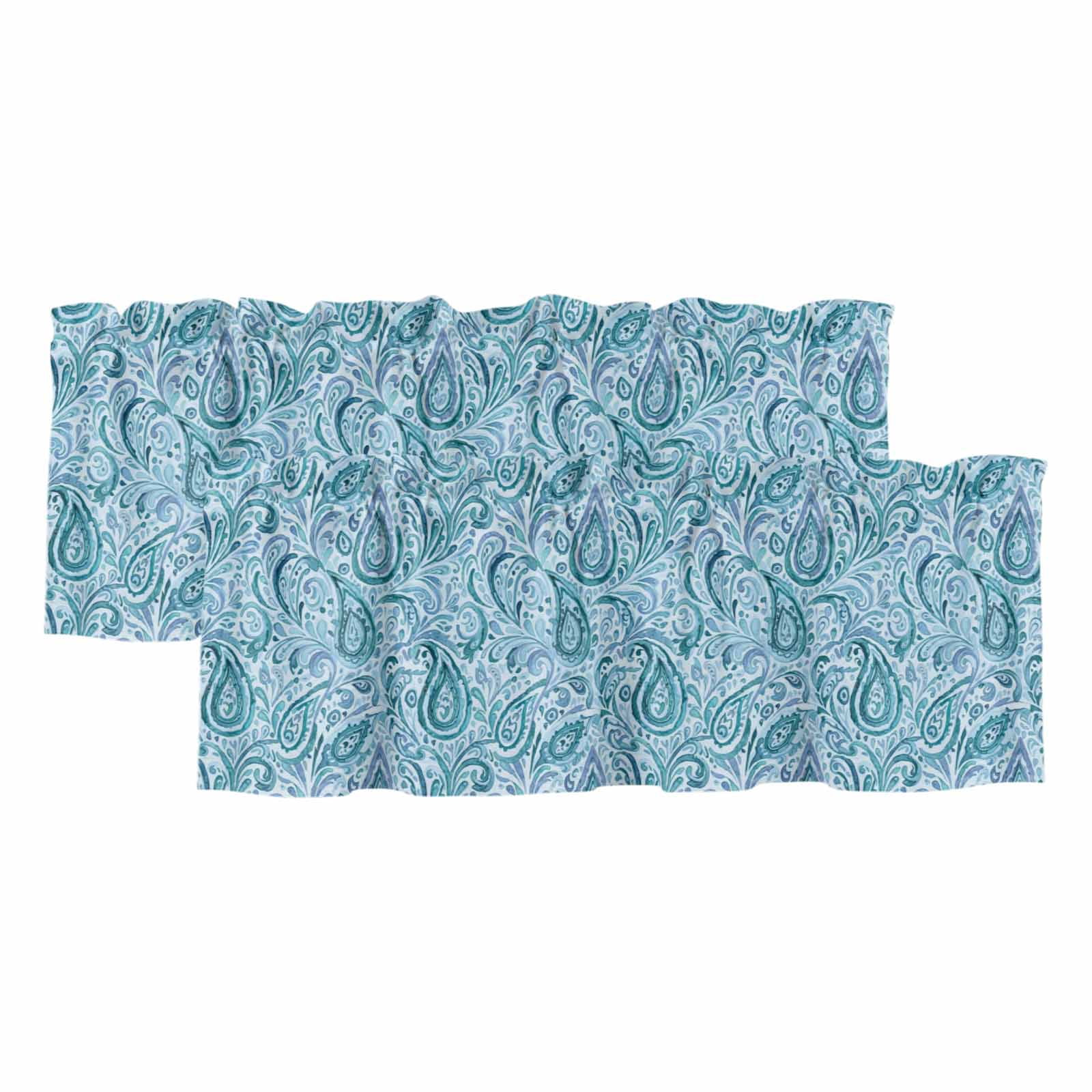 2 Pack Light Blue Teal Valances for Windows Bedroom Living Room Window ...