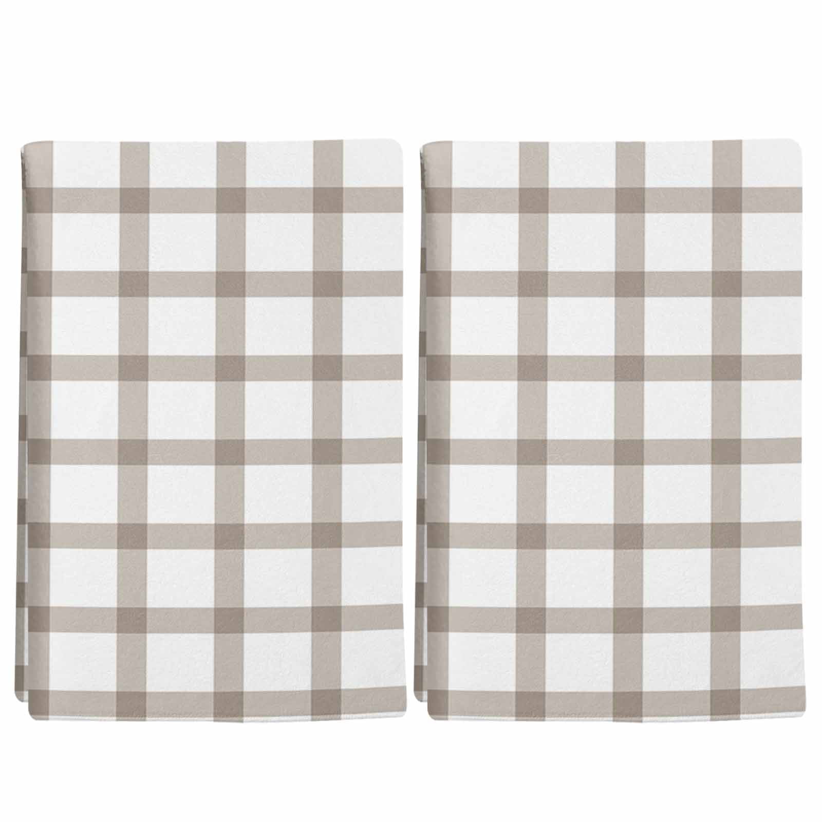 2 Pack Light Brown Kitchen Towels Checkered Decorative Dish Towel Sets ...