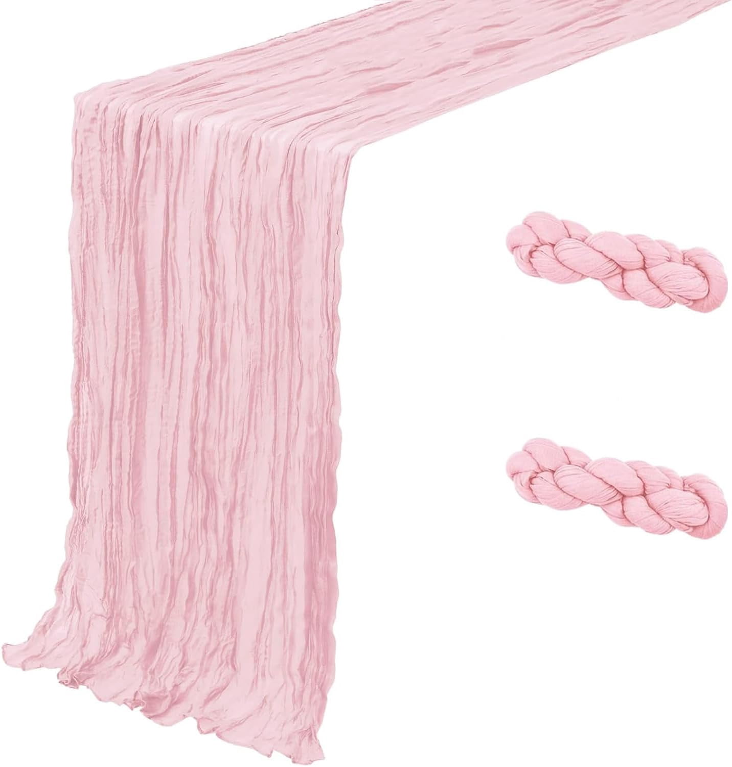 2 Pack Light Pink Cheesecloth Table Runner 35x120 Inch 10Ft Boho Gauze ...
