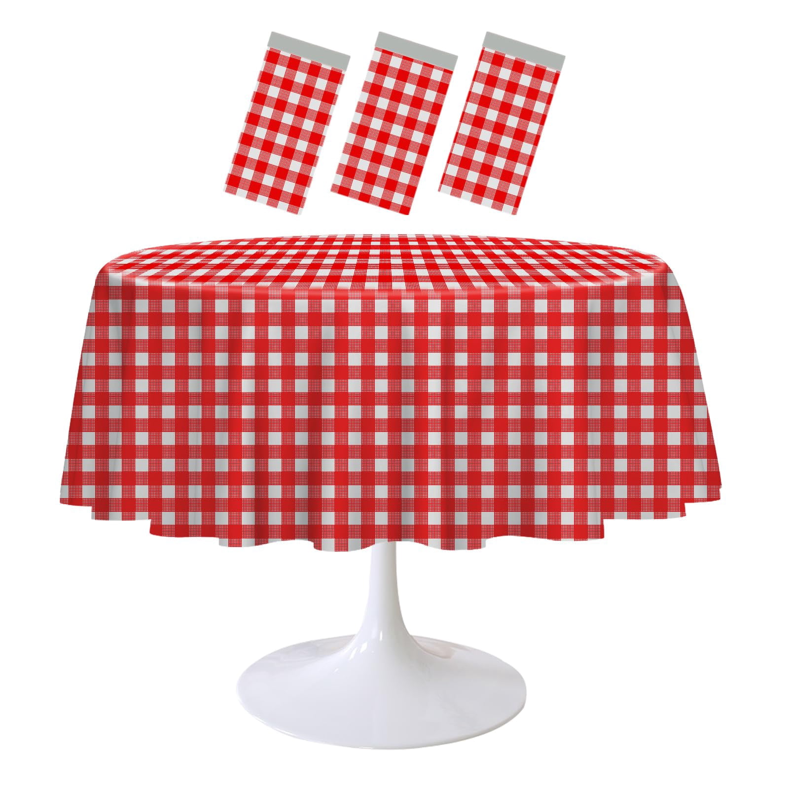 2 Pack Light Pink Round Tablecloth 84x84 Inch Disposable Plastic Table ...