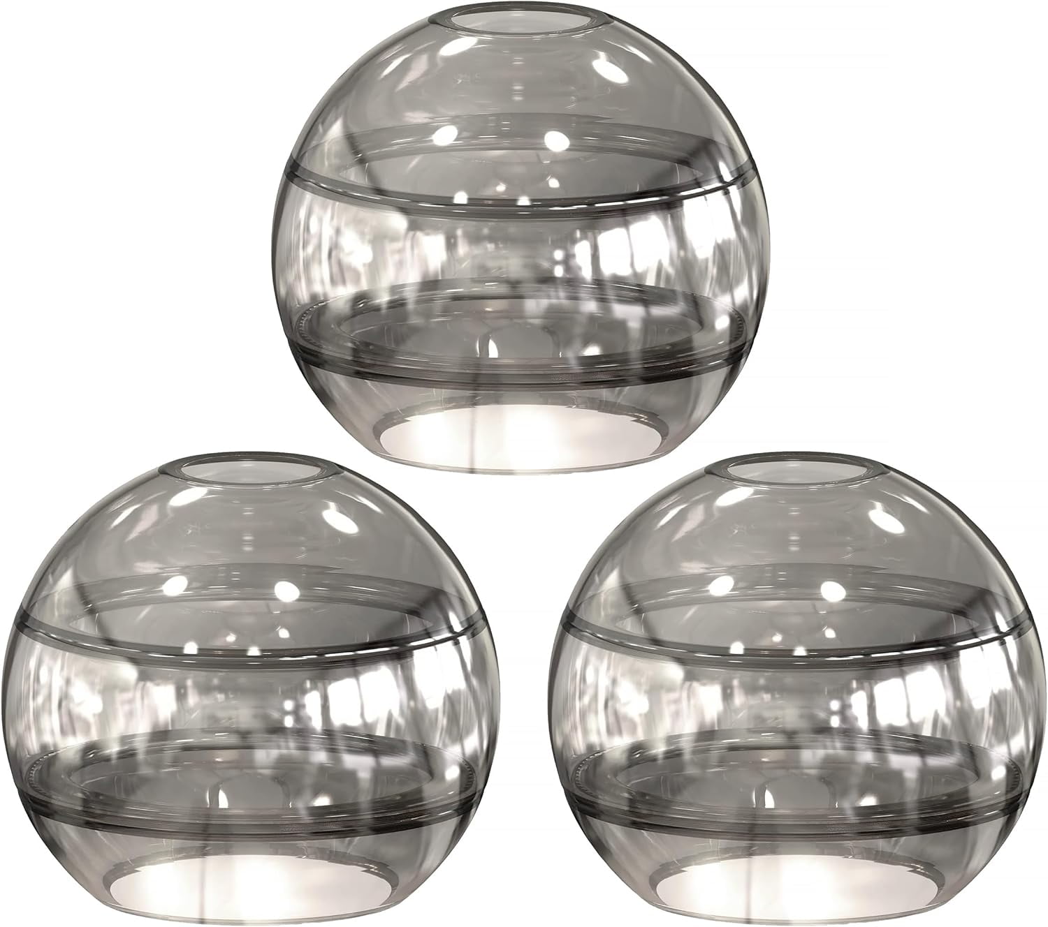 2-Pack Light Smoked Glass Shade: Special Grey Globe Double-Ring ...
