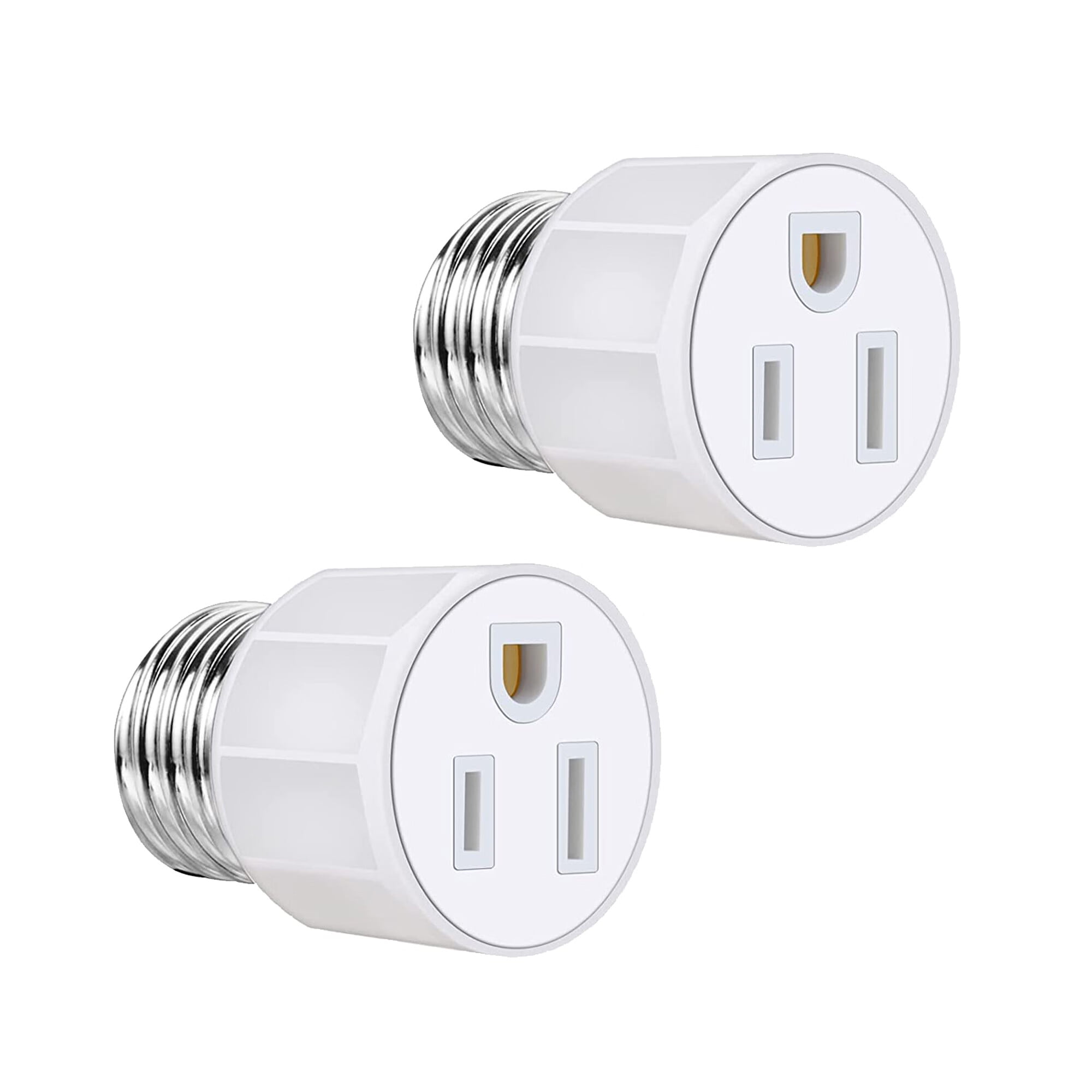 2 Pack Light Socket to Plug Adapter - E26/ E27 3 Prong Light Socket ...