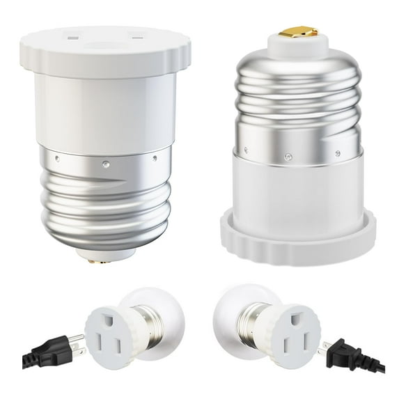 2 Pack, Light Socket to Plug Adapter, Convert Light Bulb Socket to ...