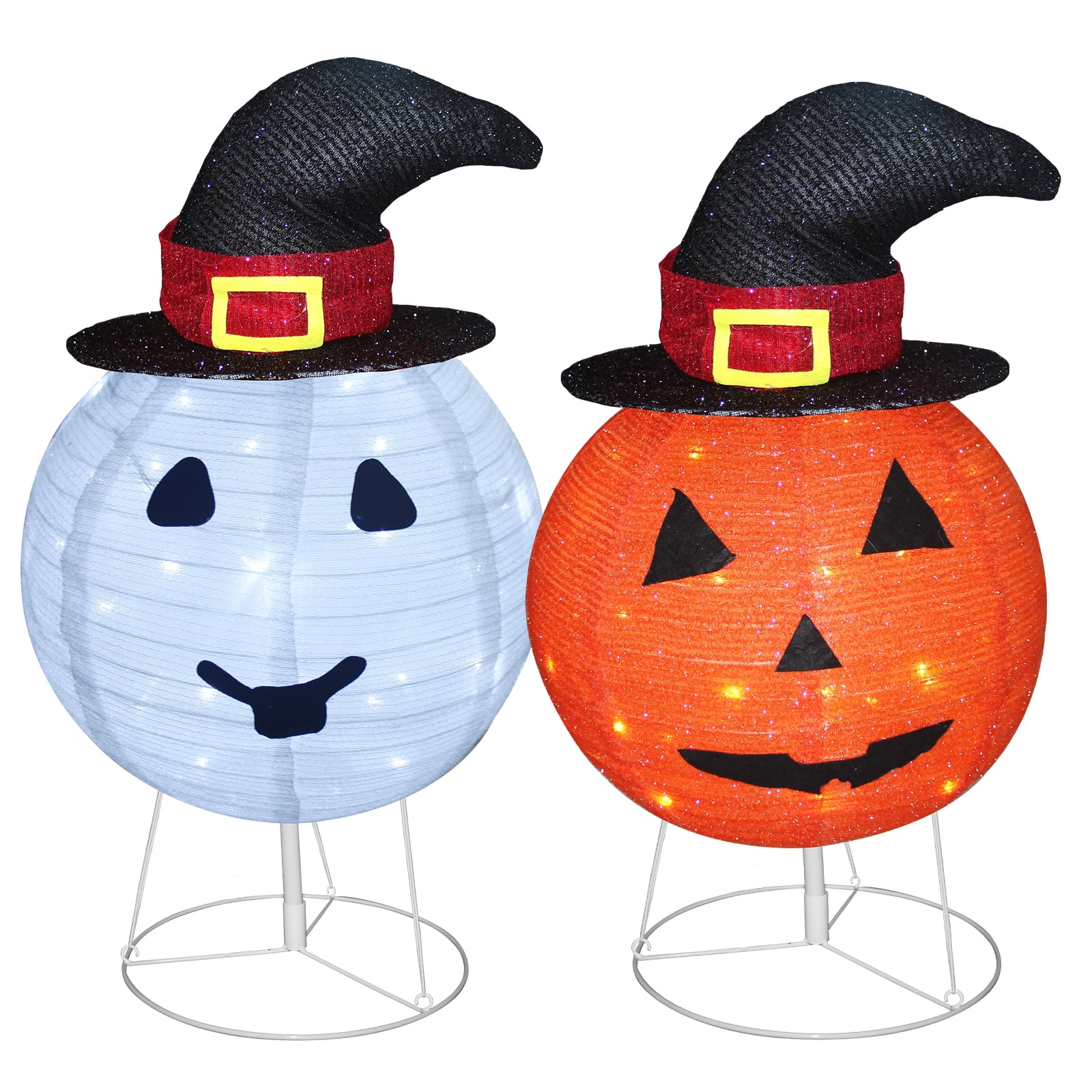 2 Pack Lighted Pop Up Halloween Decorations, Jack-O-Lantern and White ...