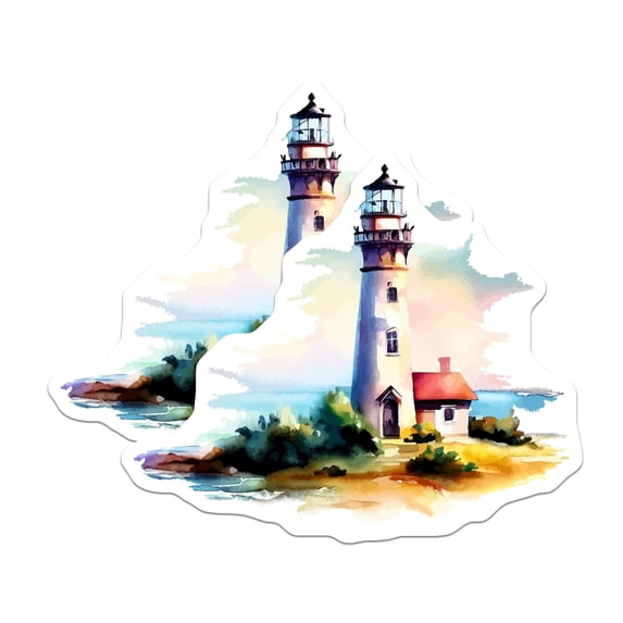 (2 Pack) Lighthouse Stickers - Coastal Landscape - Ocean View ...