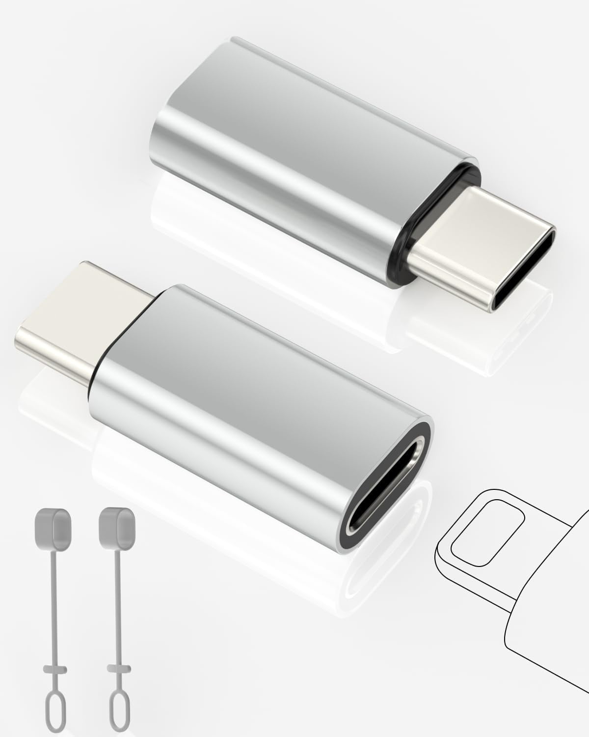 2 Pack Lightning To Usb C Adapter For Iphone 15/16/16 Pro/Pro Max, Samsung S24, Support Charging ...