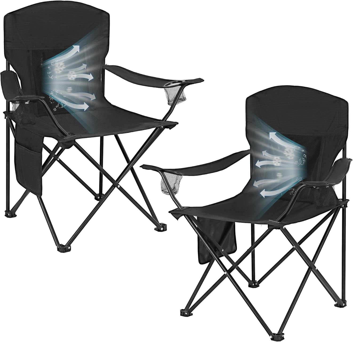 2 Pack Lightweight Camping Chairs, 300LBS Heavy-Duty Portable Folding ...