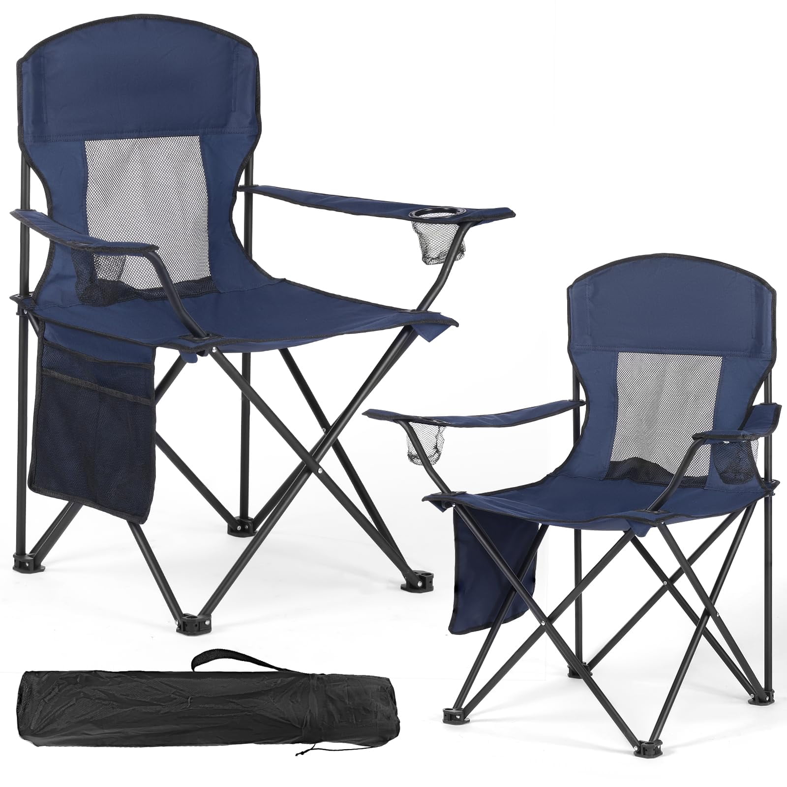 2 Pack Lightweight Camping Chairs 300lbs Heavy-duty Portable Folding ...
